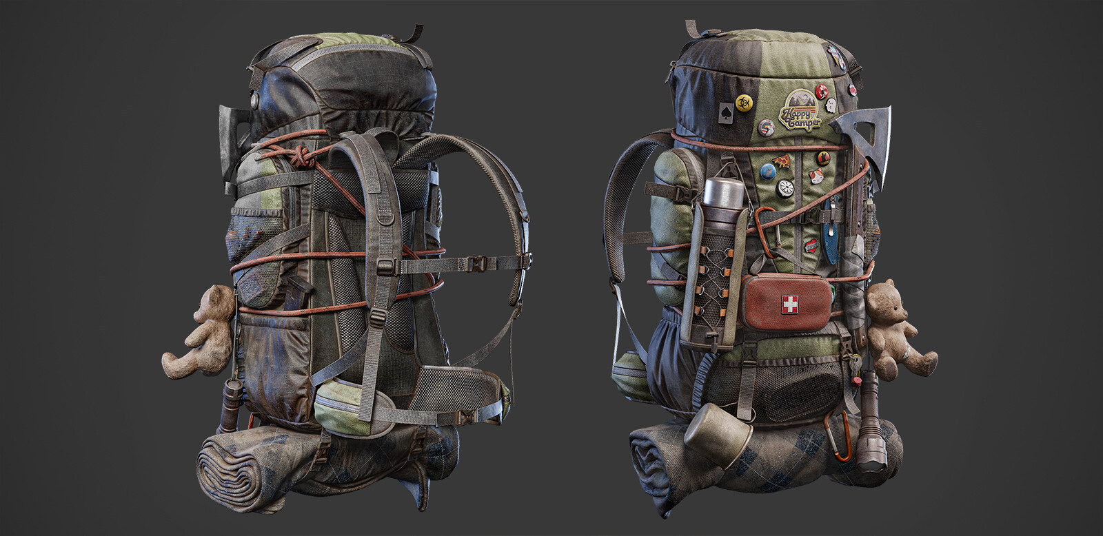 ArtStation - Backpack props, asset creation, realistic 3D AAA