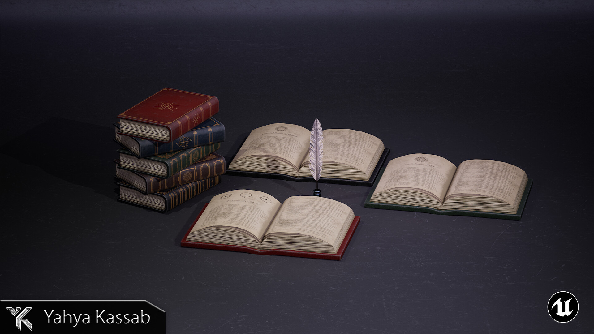 ArtStation - Props: Books and Quill