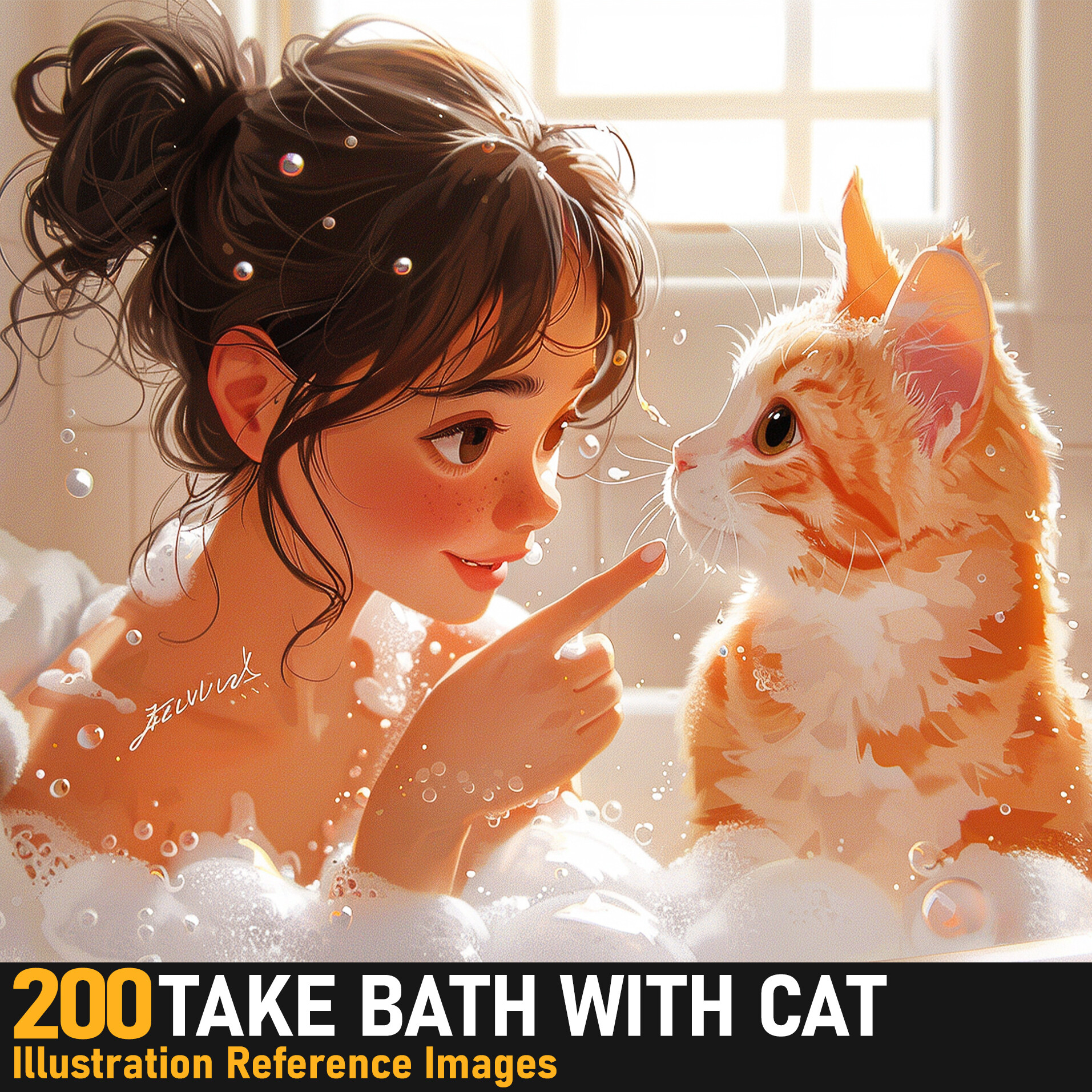 ArtStation - Take Bath With Cat|4K Reference Images
