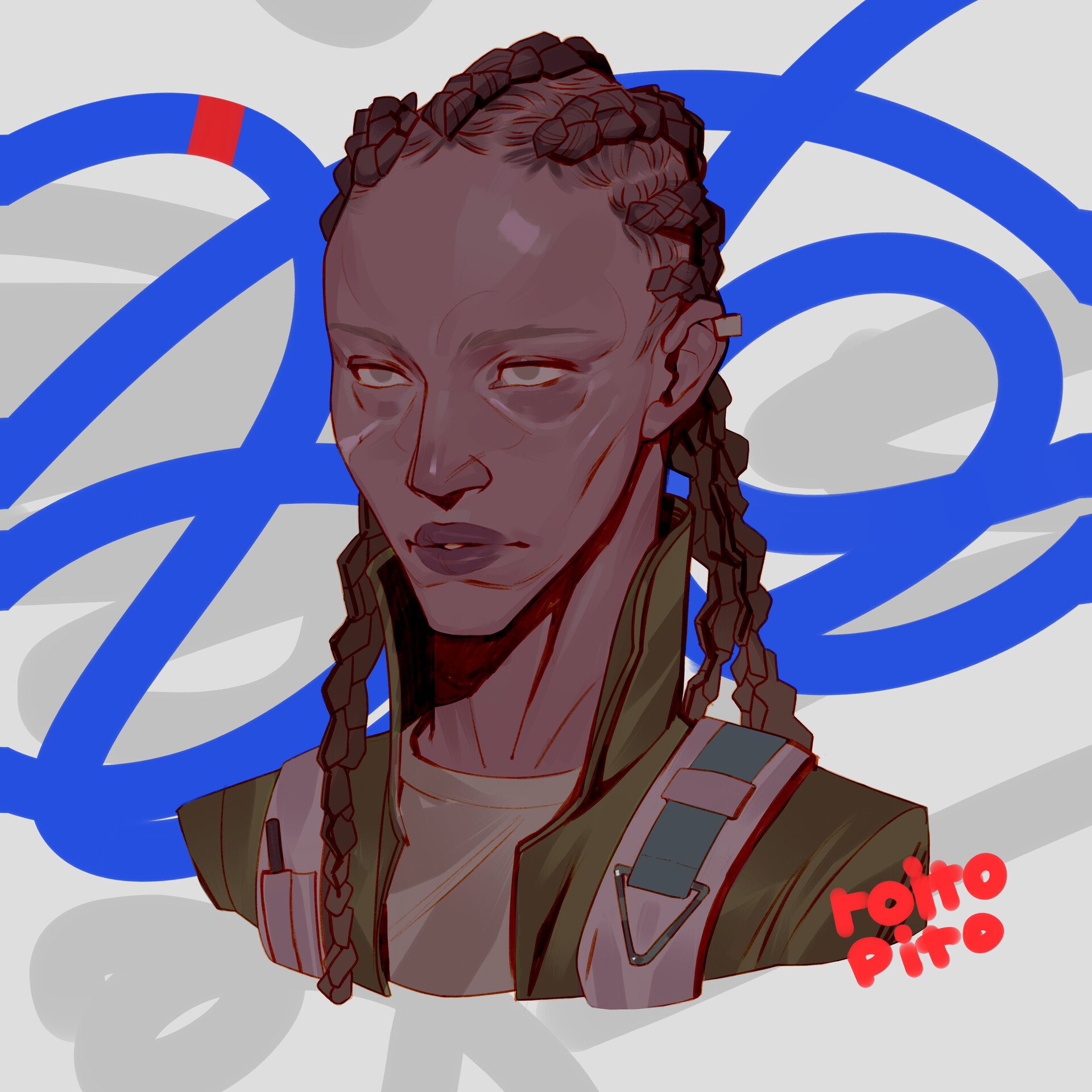 ArtStation - Girl in blue lines