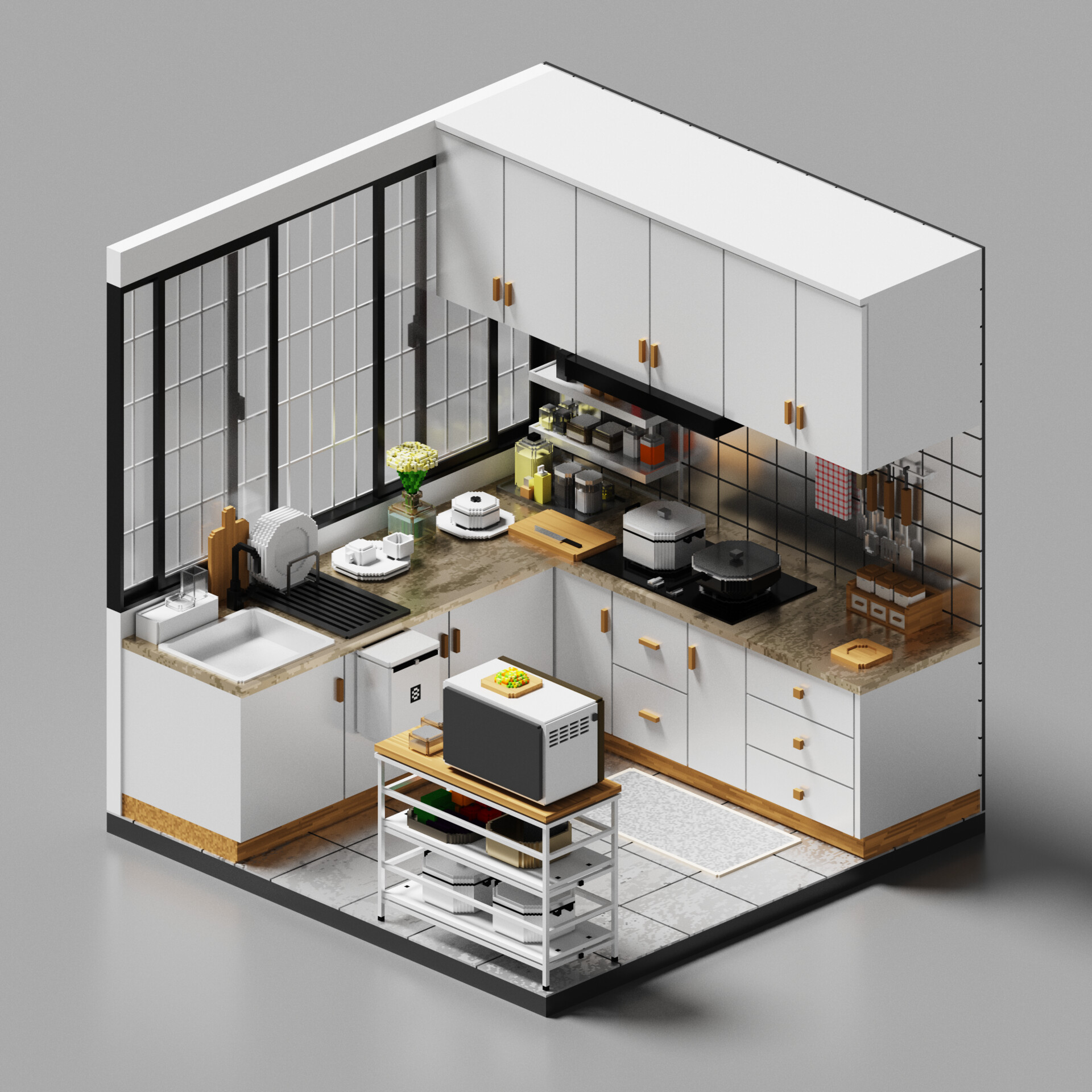 ArtStation - Voxel Kitchen Isometric