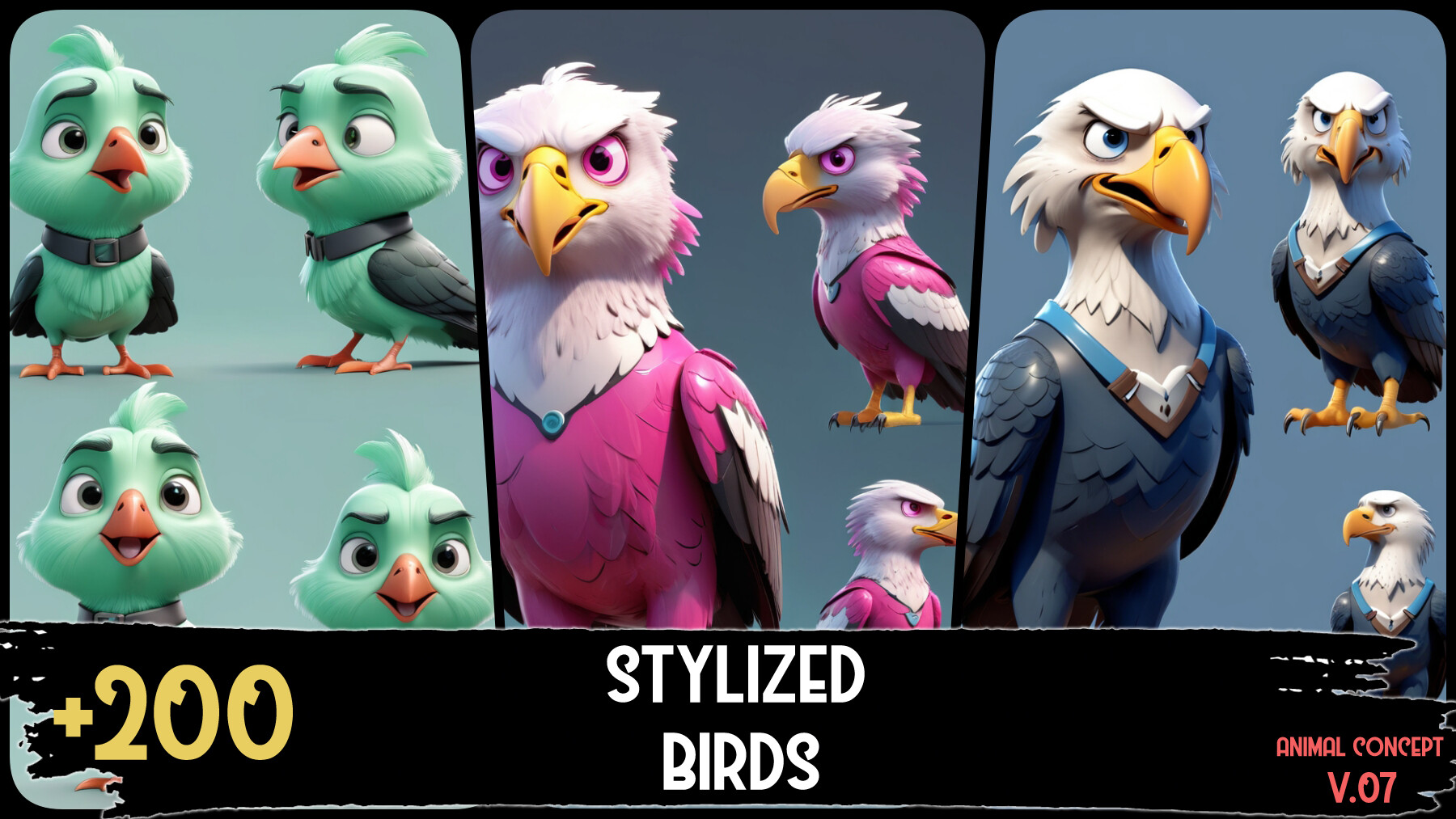 ArtStation - 200 Stylized Birds | 4K | Animal 3D Cartoon Concept Vol.07