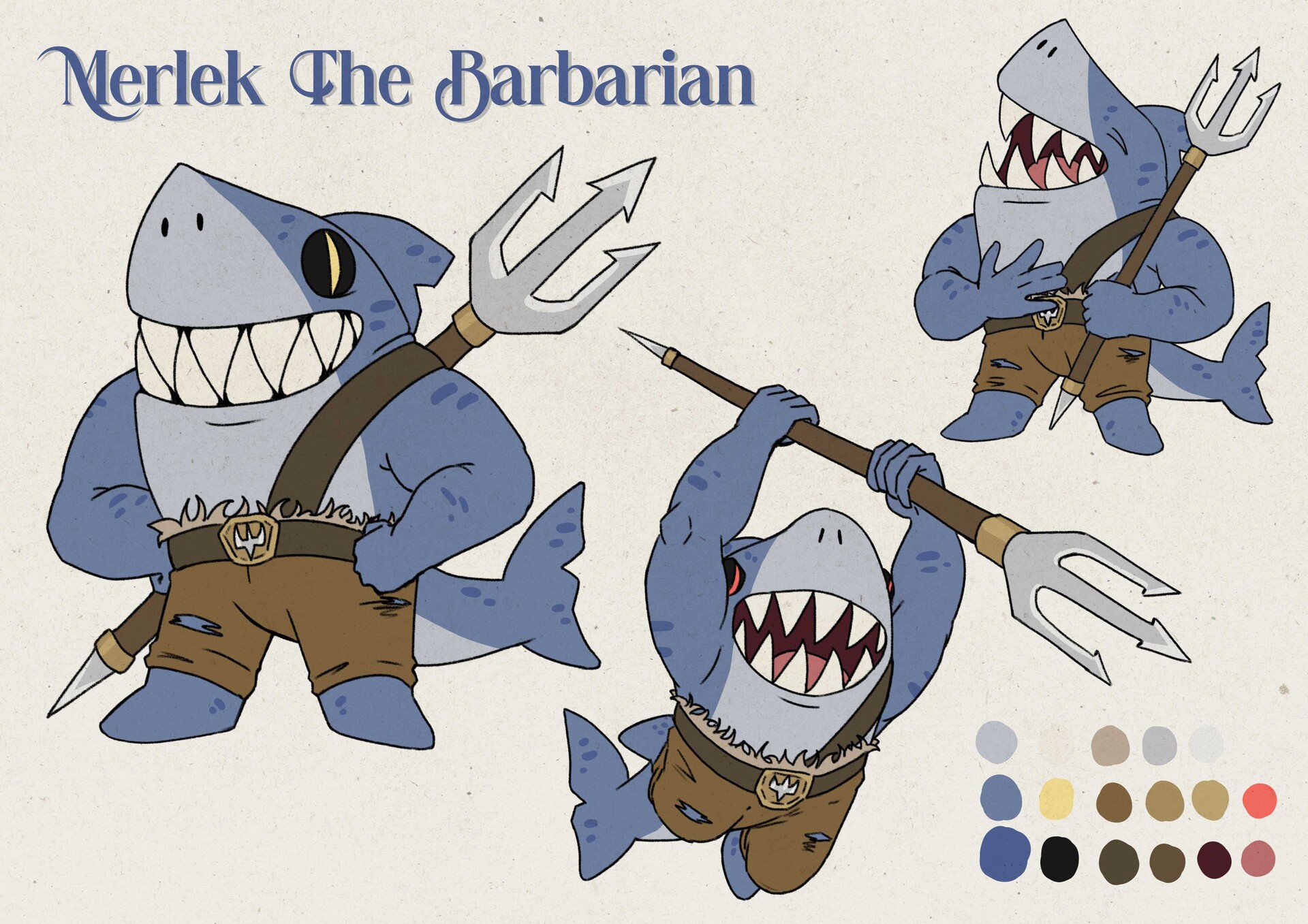 ArtStation - DnD character design for a shark barbarian