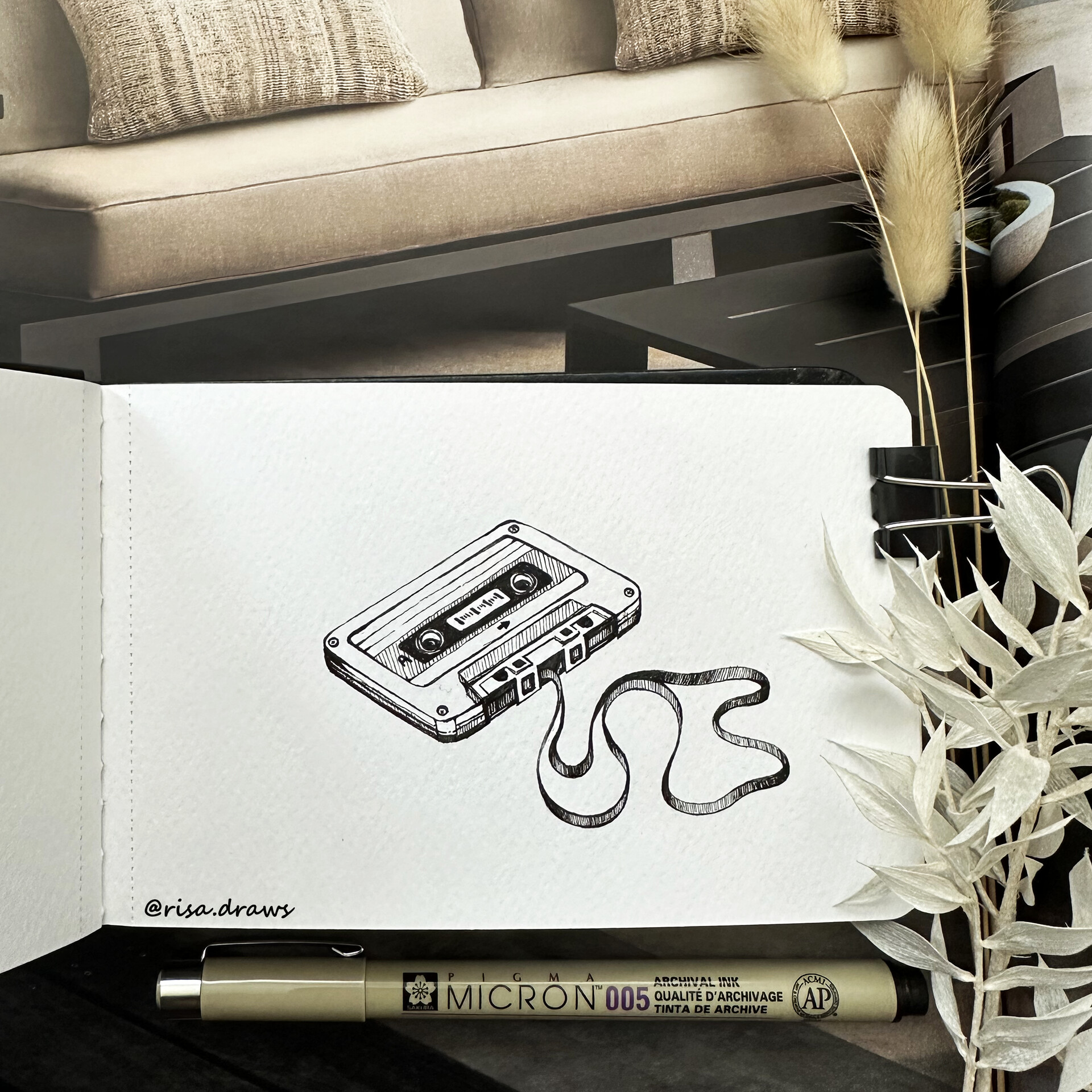 ArtStation - [B&W Ink] Cassette Tape