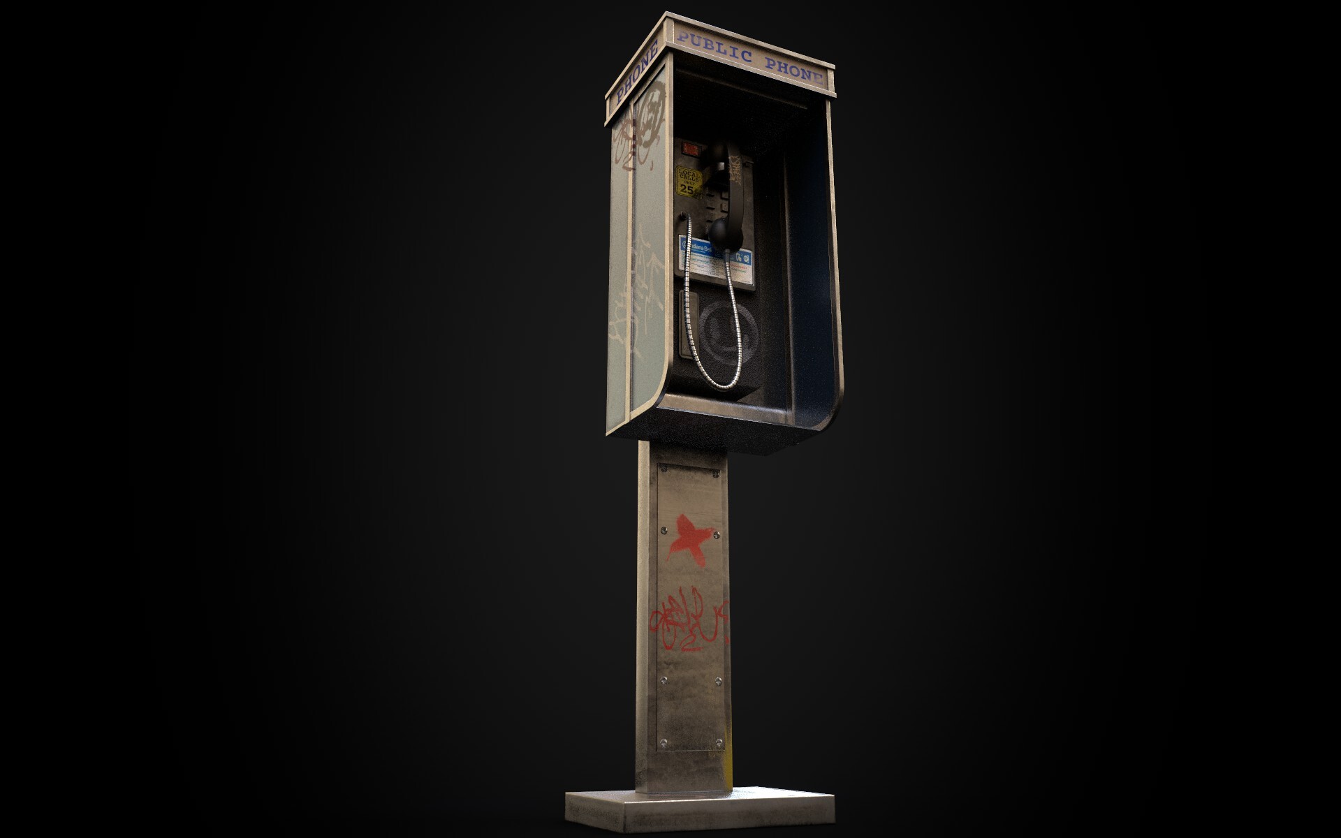 ArtStation - Payphone - Game Ready - Low Poly PBR 3D Model