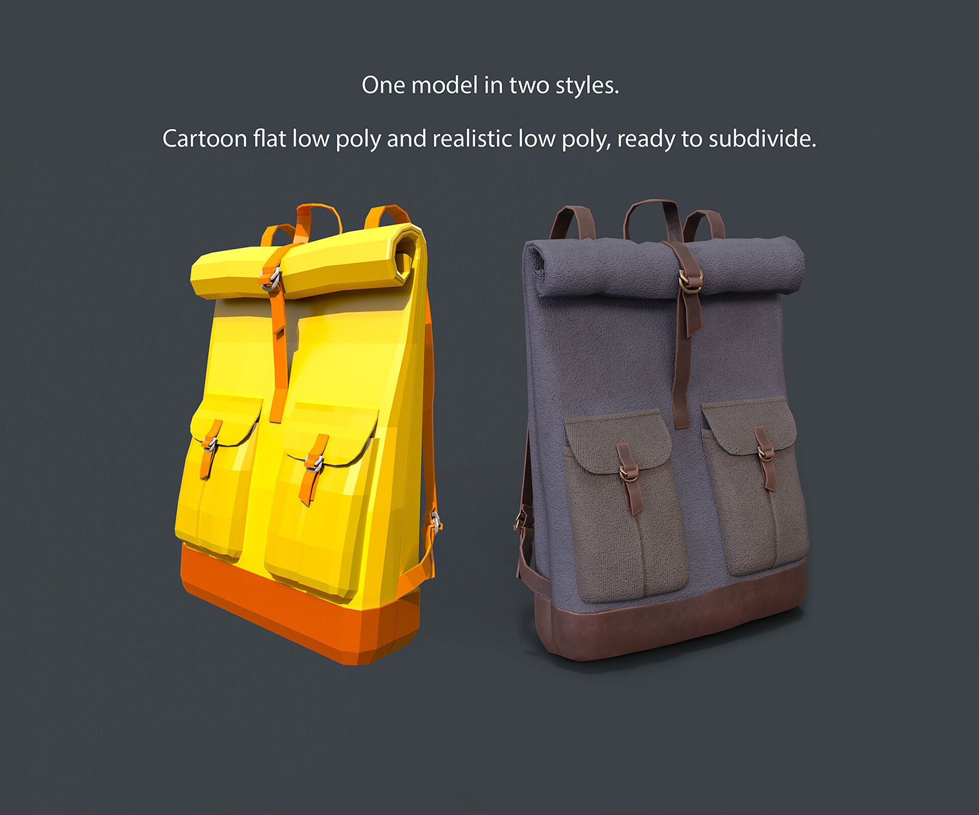 ArtStation - Cartoon and realistic treveler backpack
