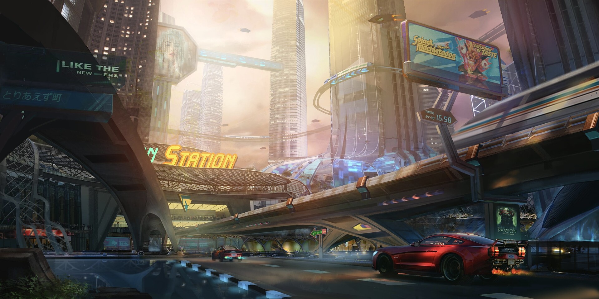 ArtStation - Cyber high-speed train station