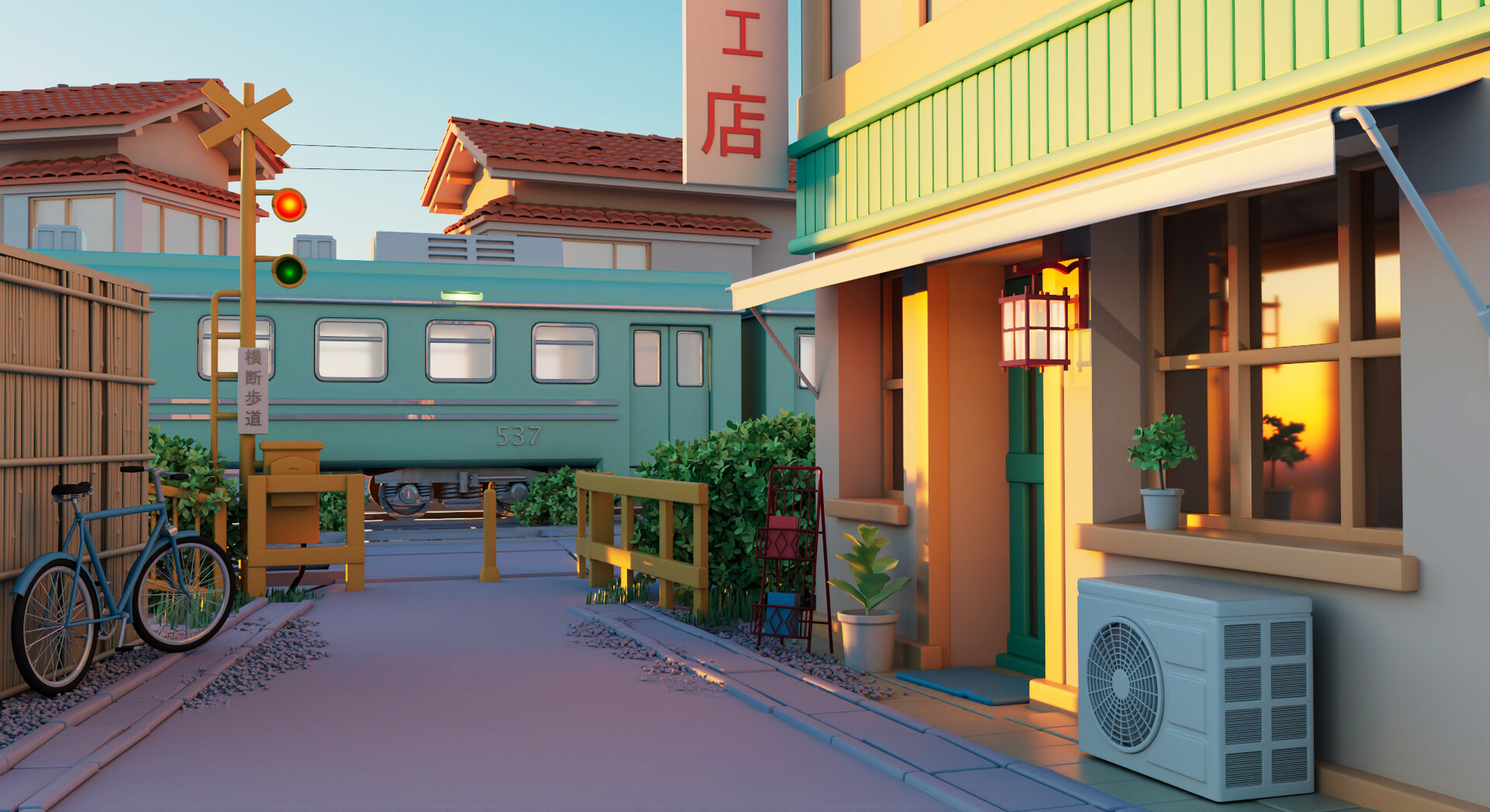 ArtStation - Railway Crossing