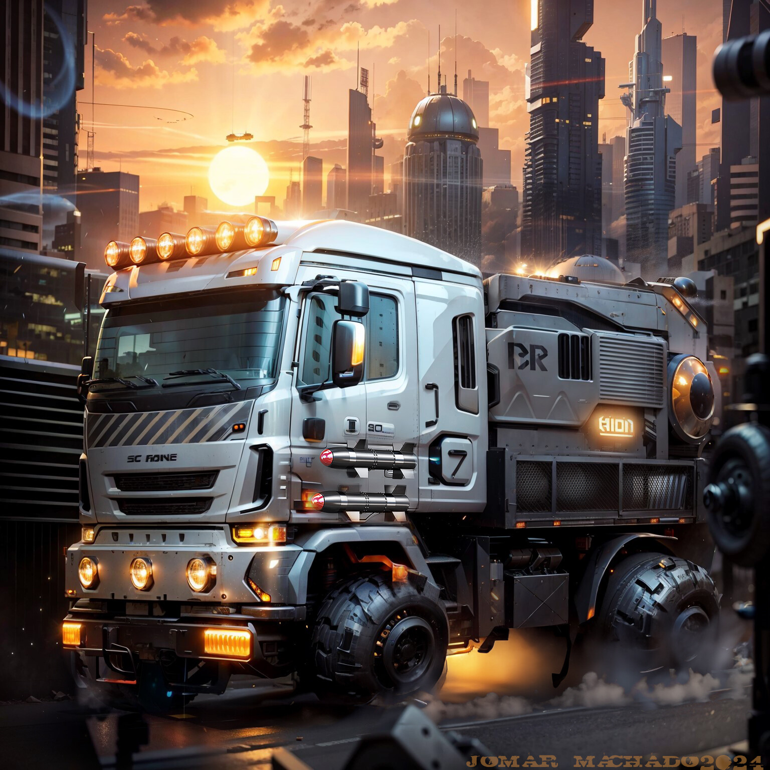 ArtStation - Cyber Truck in the City...