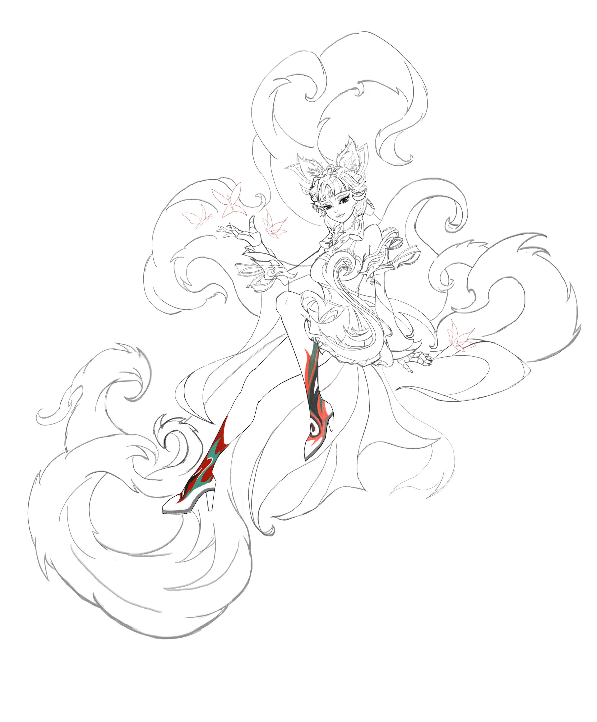 ArtStation - Daji Nine Tailed Fox, Honor Of Kings, 青丘 九尾 妲己, 王者荣耀