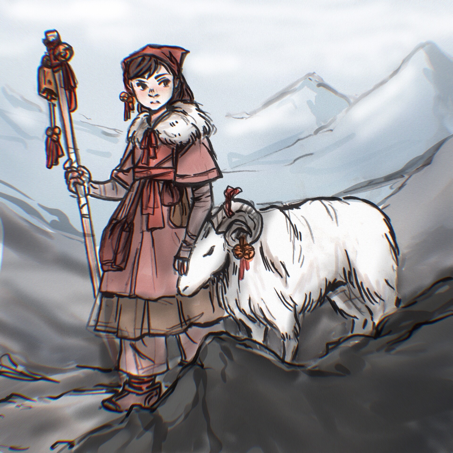 ArtStation - Sketch - Fantasy shepherdess