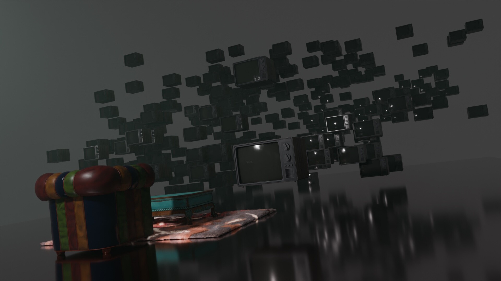 ArtStation - Floating TV Scene (Matrix Like)