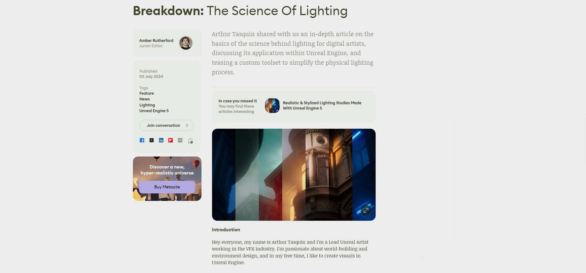 Arthur Tasquin - The Science Of Lighting: A 80lv Breakdown