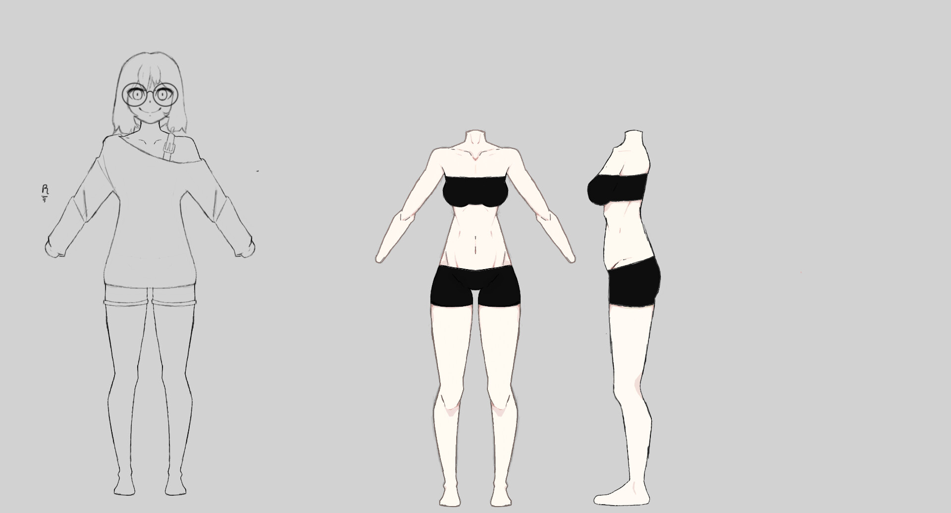 ArtStation - Anime girl reference sheet