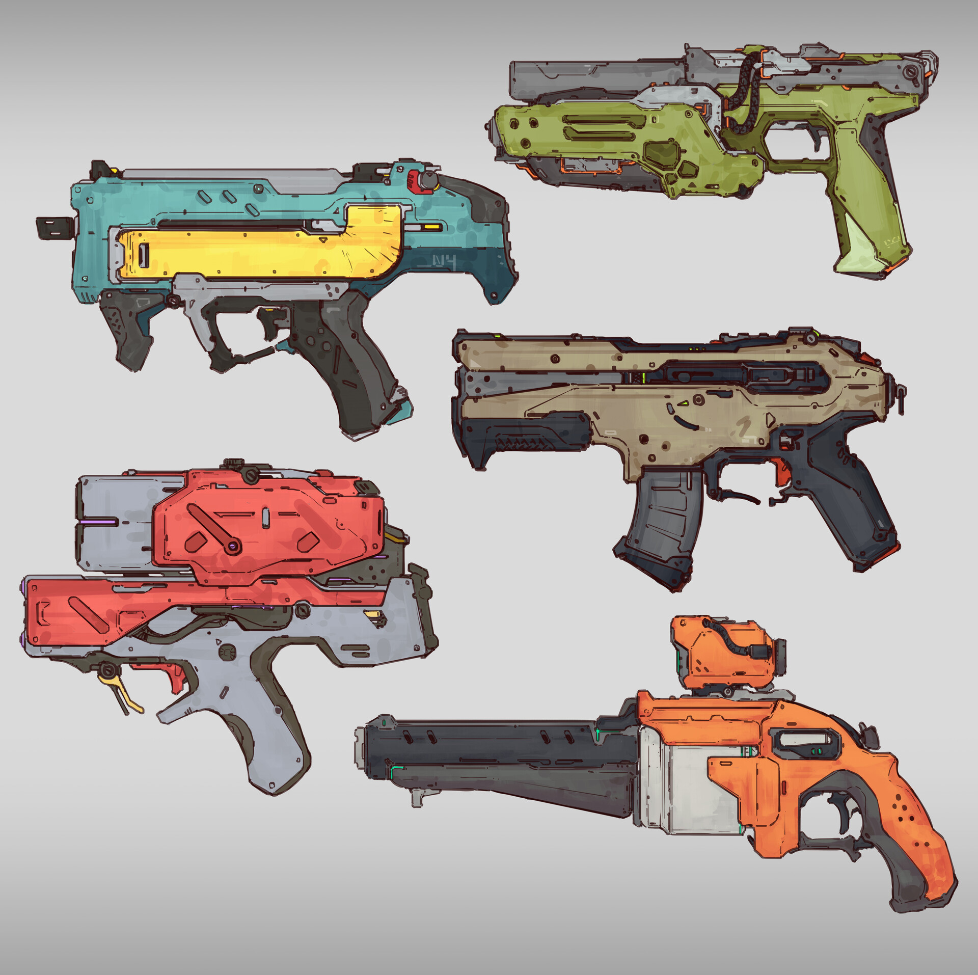 Lei Zhang - Some heavily modified Scifi pistols