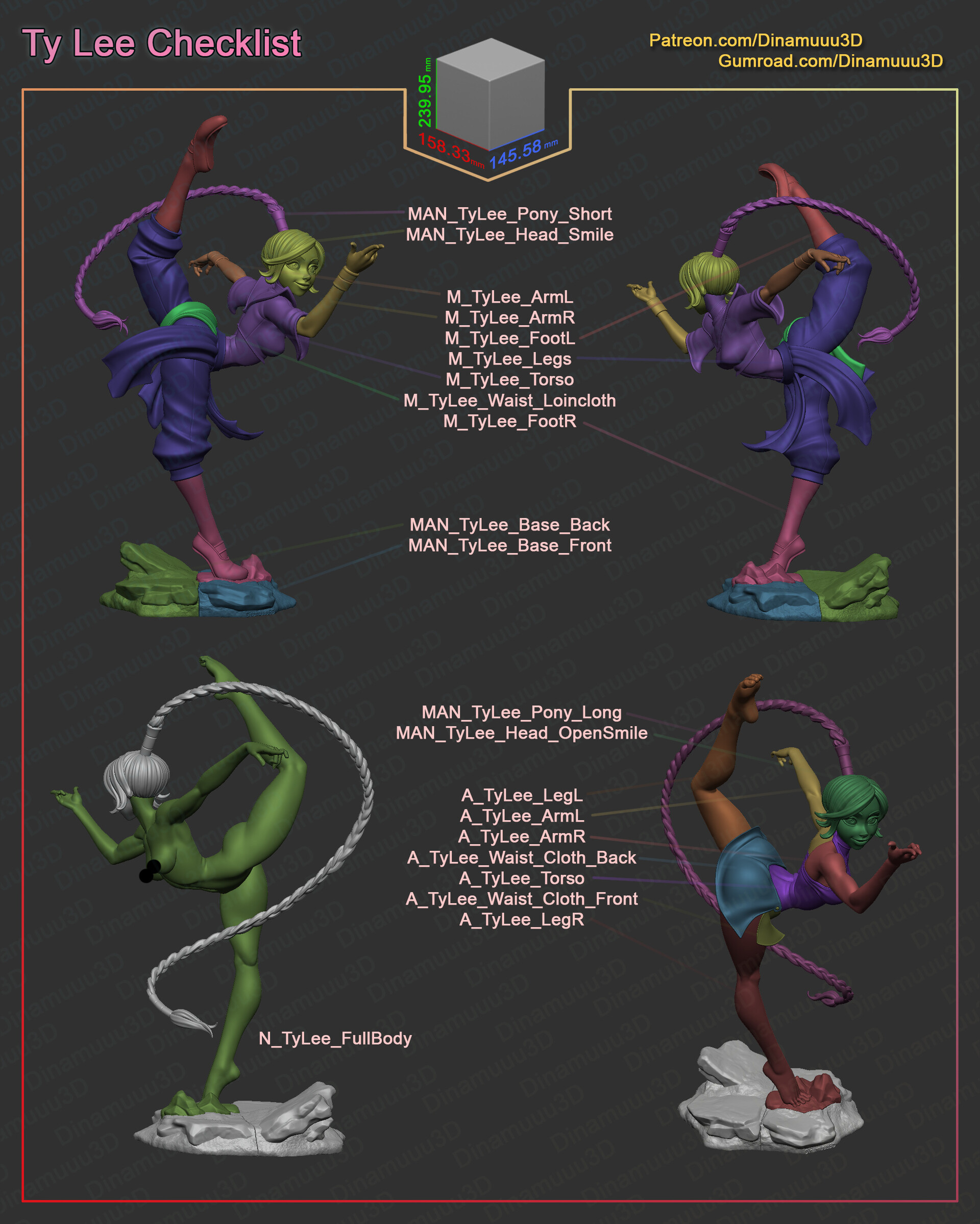 Dinamuuu 3D - Ty Lee, Avatar, 3D Print Model