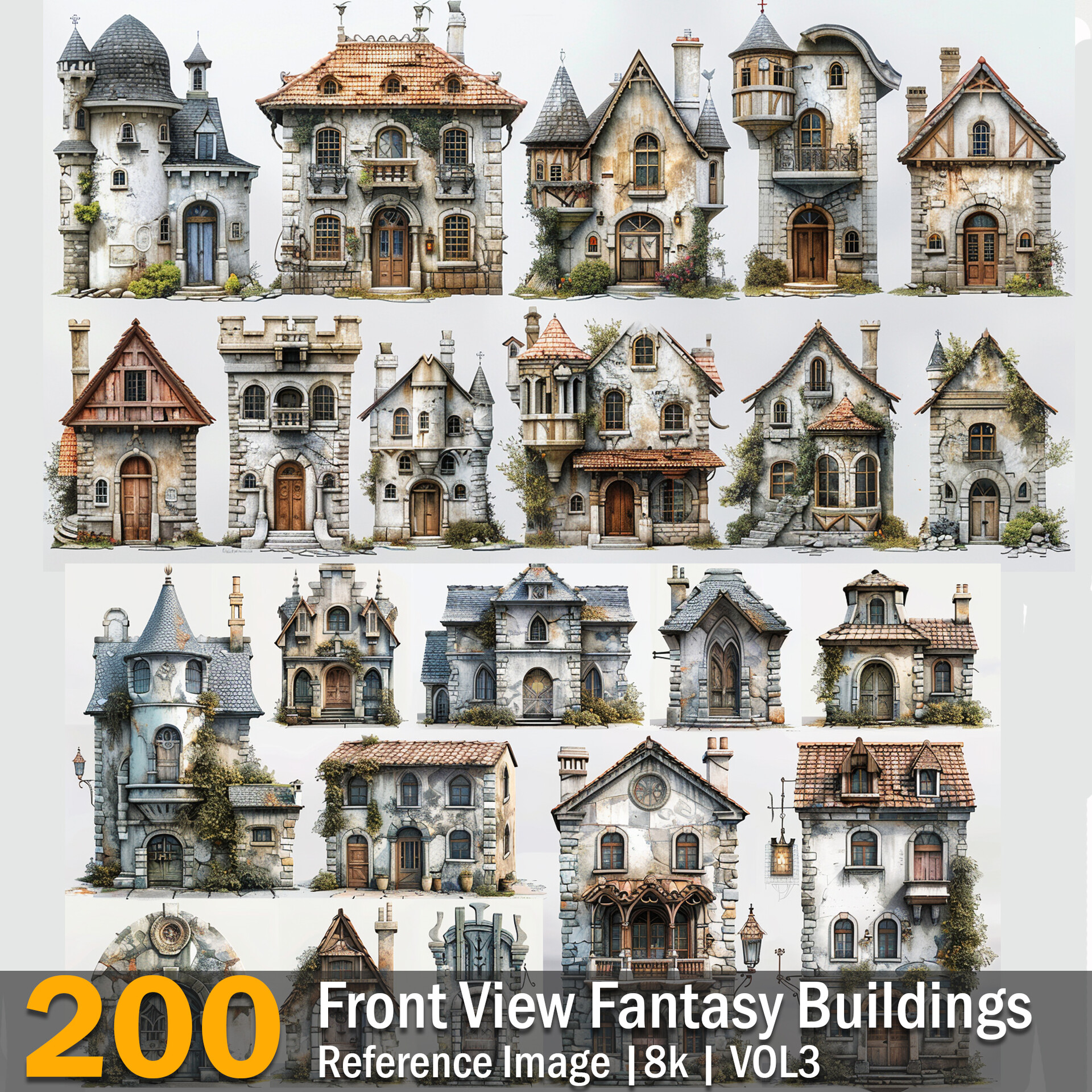 ArtStation - Front View Fantasy Buildings | Reference Images | 8K | VOL3