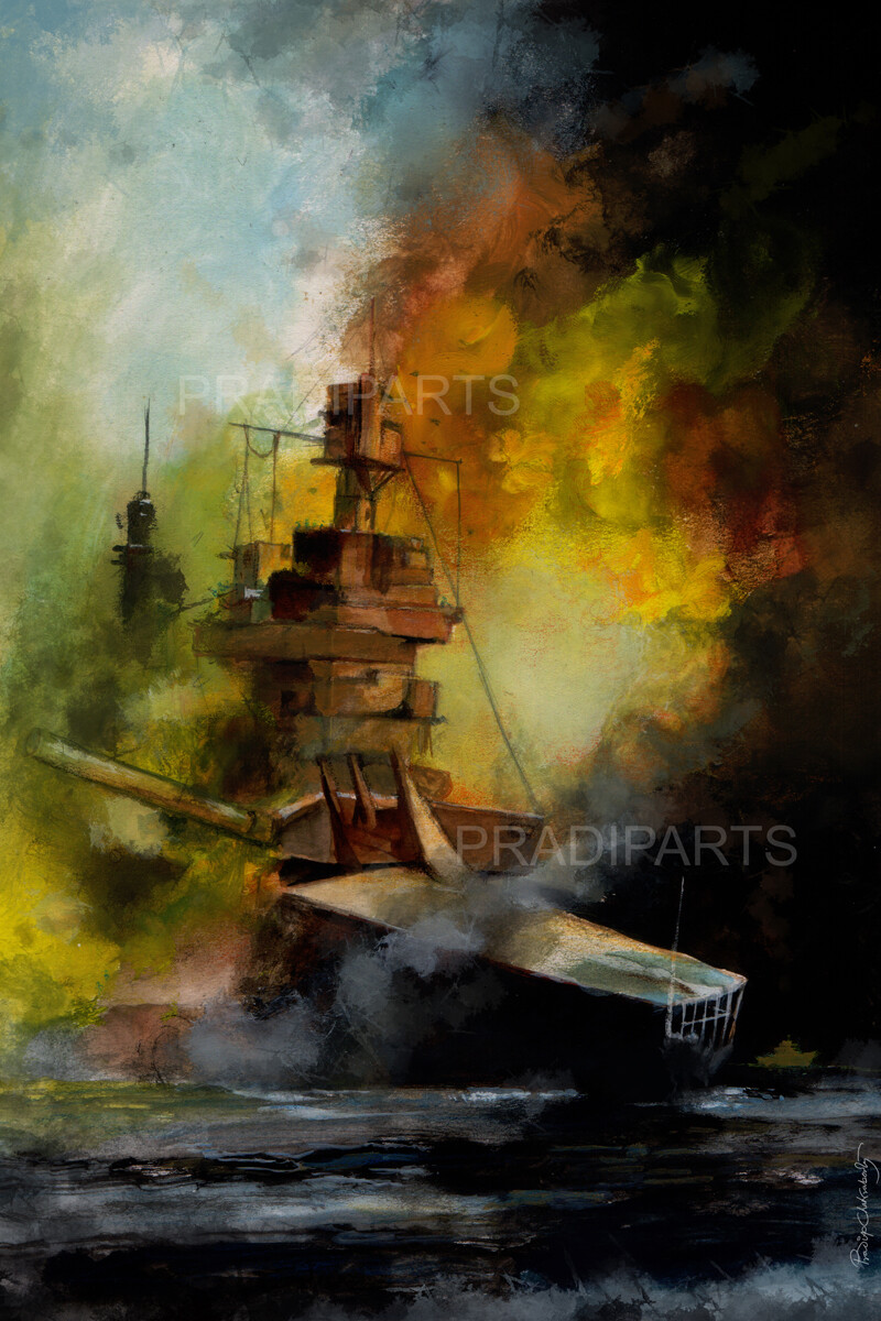 ArtStation - Broken Ship (World war scene) painting by Pradip Chakraborty