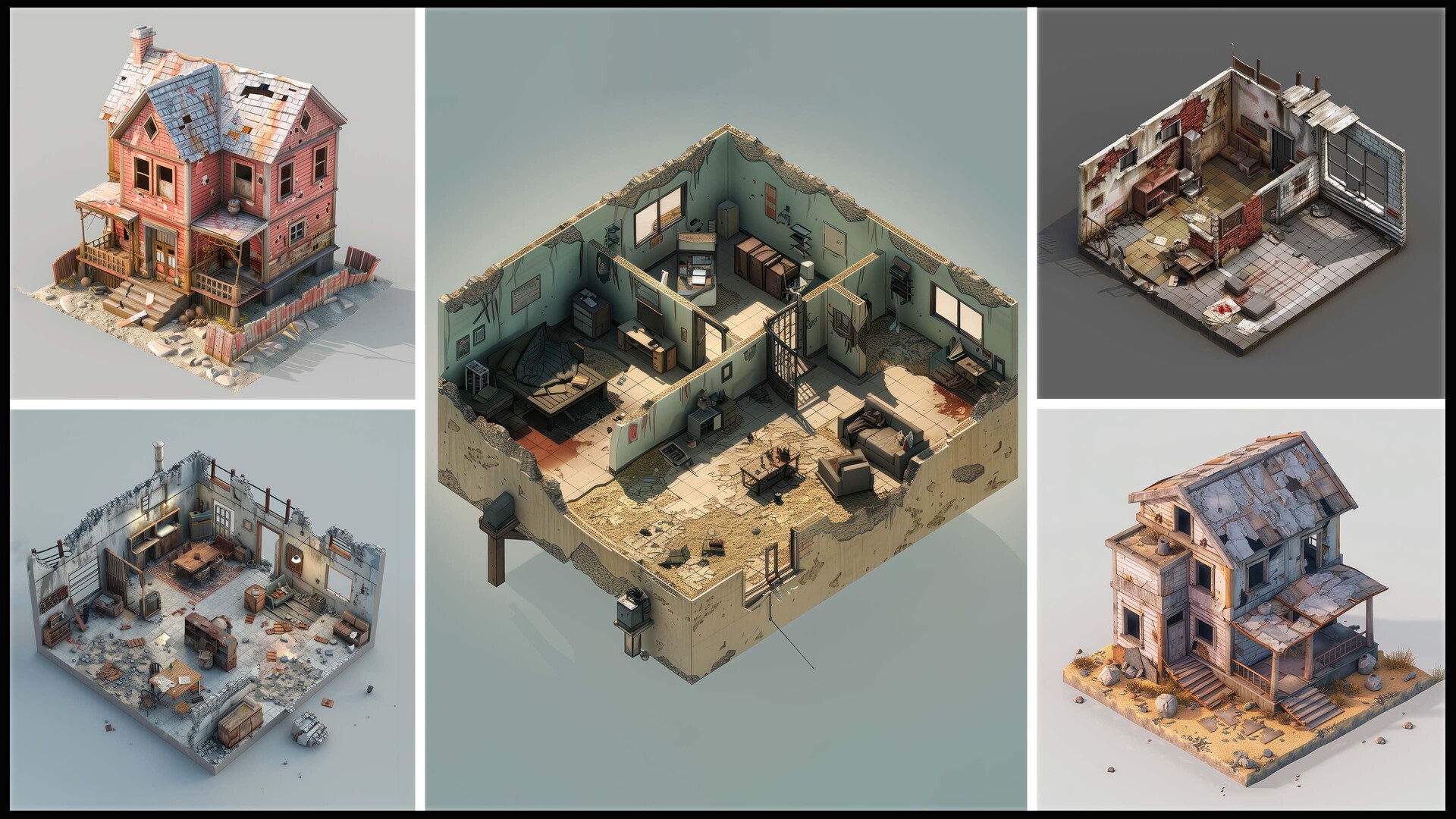 Ferial Concept - 🔹200 Post Apocalypse House - Isometric Reference Image ...