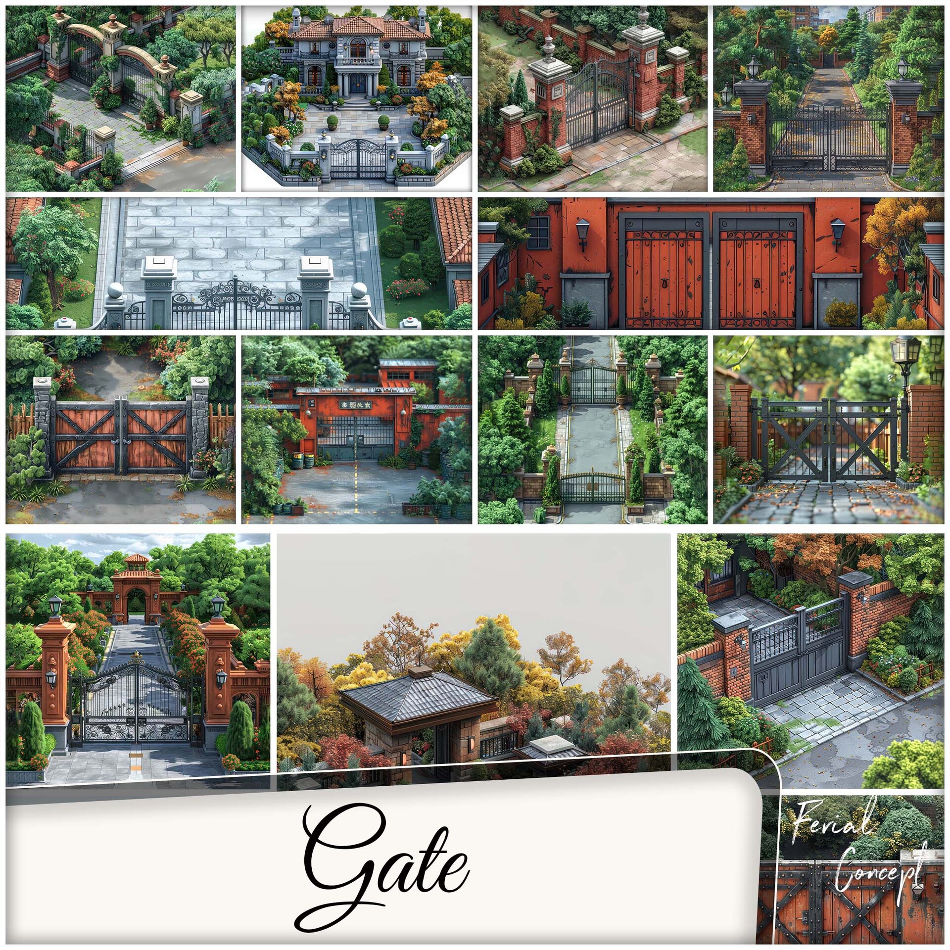 Ferial Concept - 🔹210 Gate - Isometric Reference Image Pack v.18 |4K|