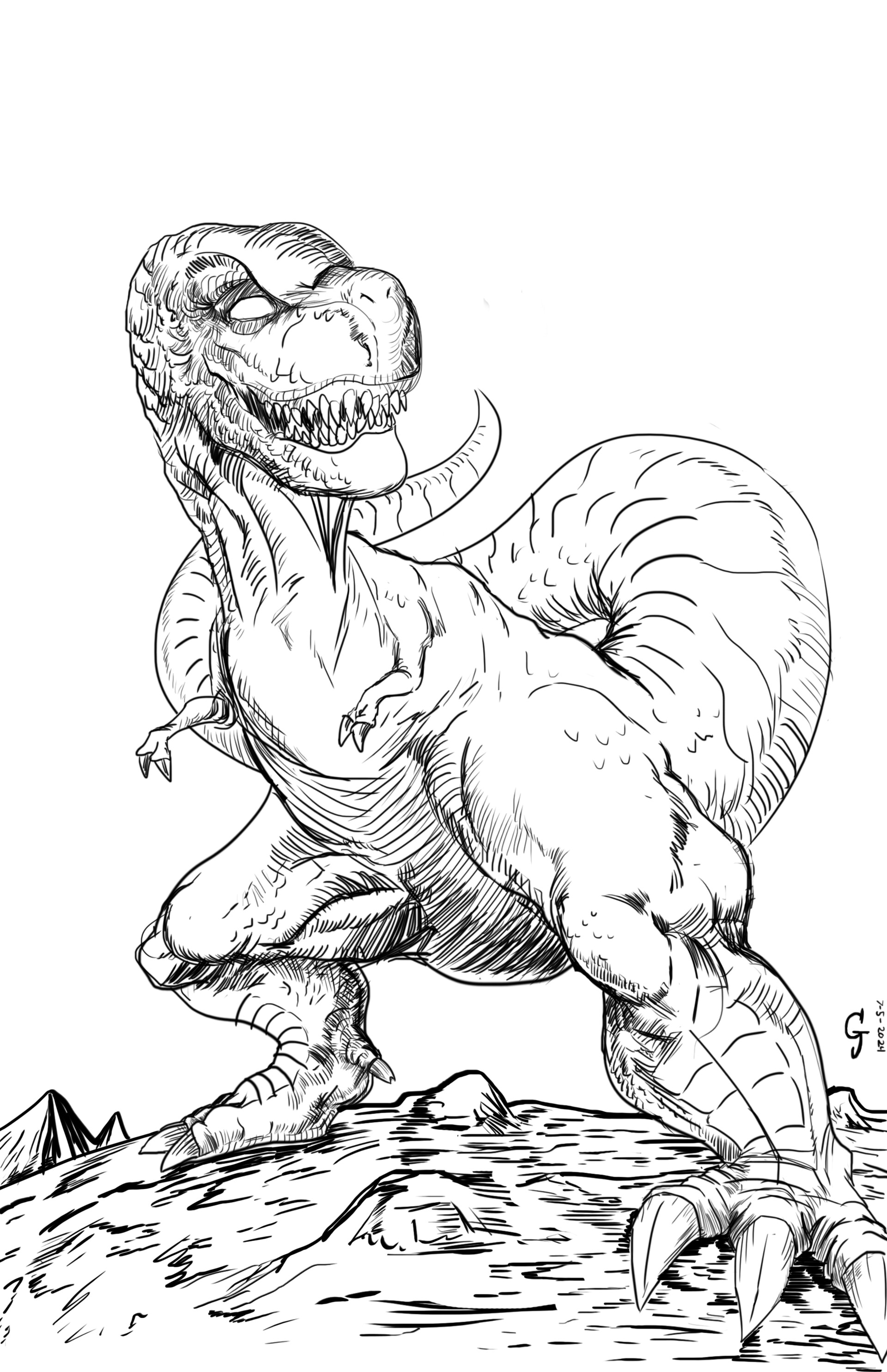 ArtStation - T-rex in the plains