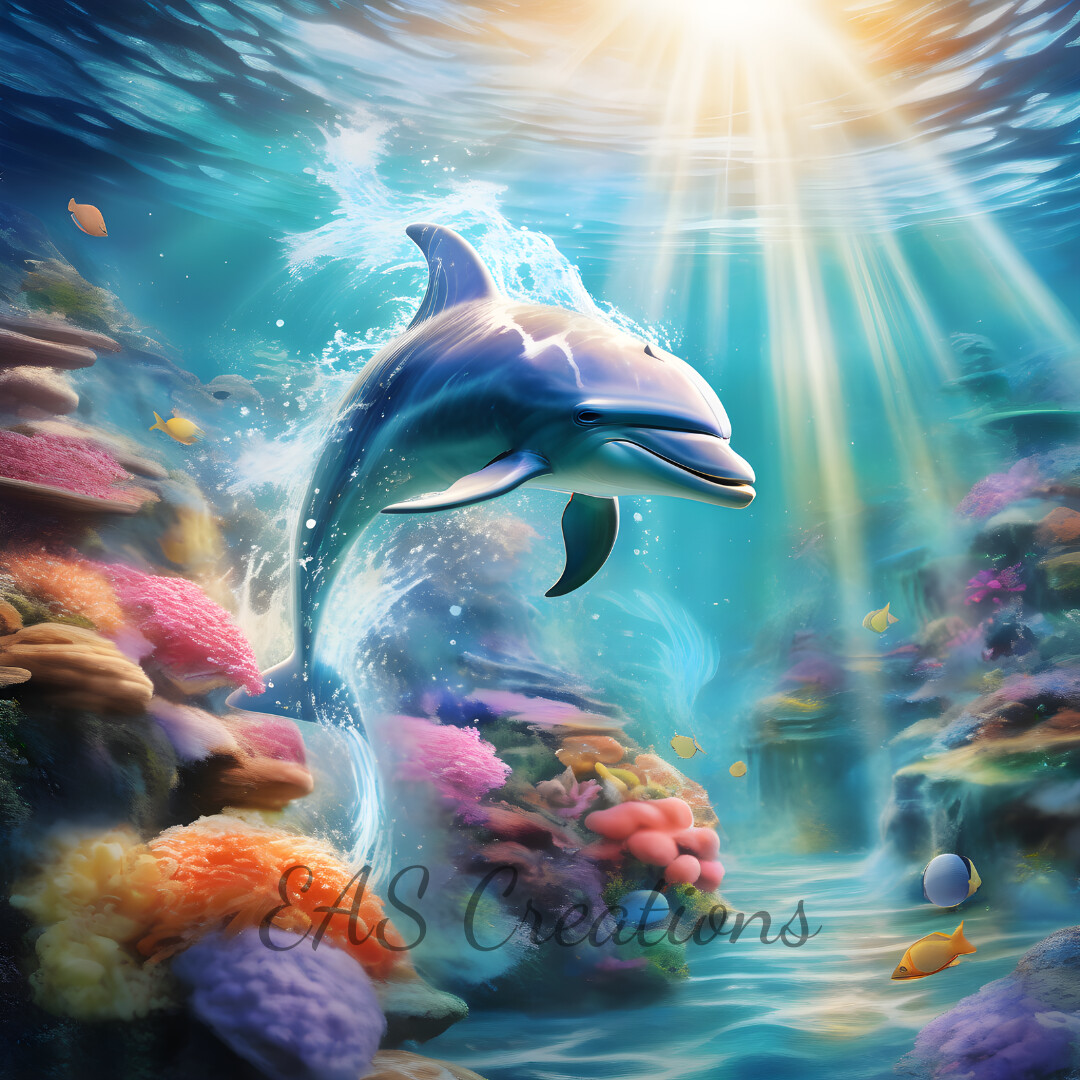 ArtStation - Cerulean Cascade Dolphin: Guardian of Enchanted Depths
