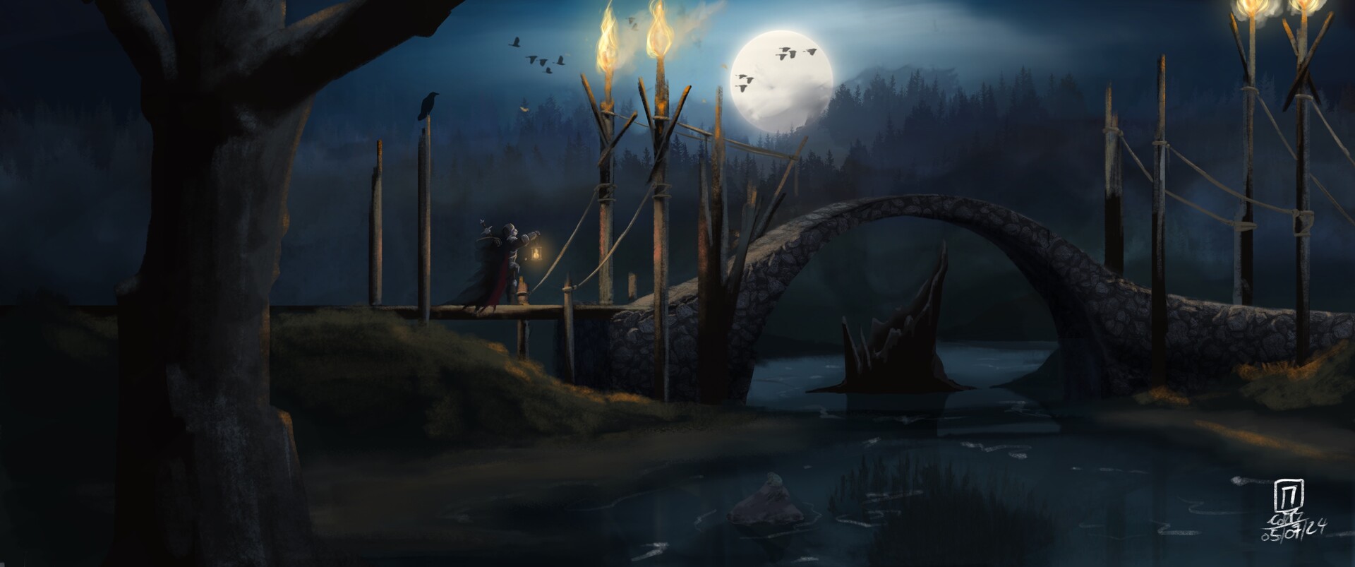 ArtStation - A knight errant in the dark night