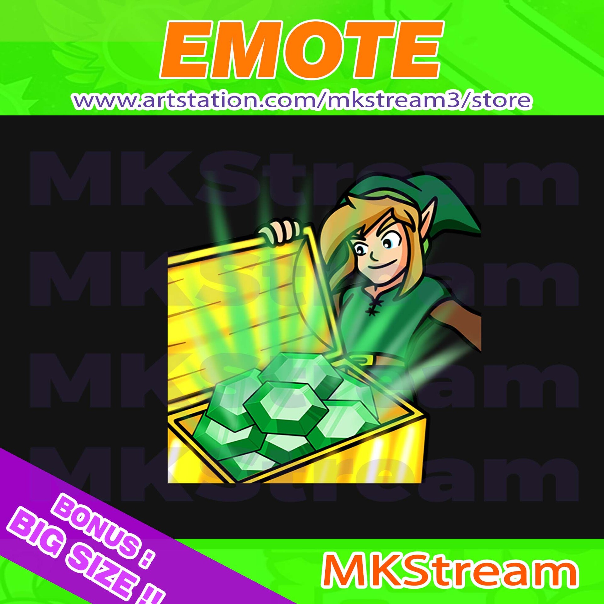 ArtStation - twitch emotes zelda link diamond treasure
