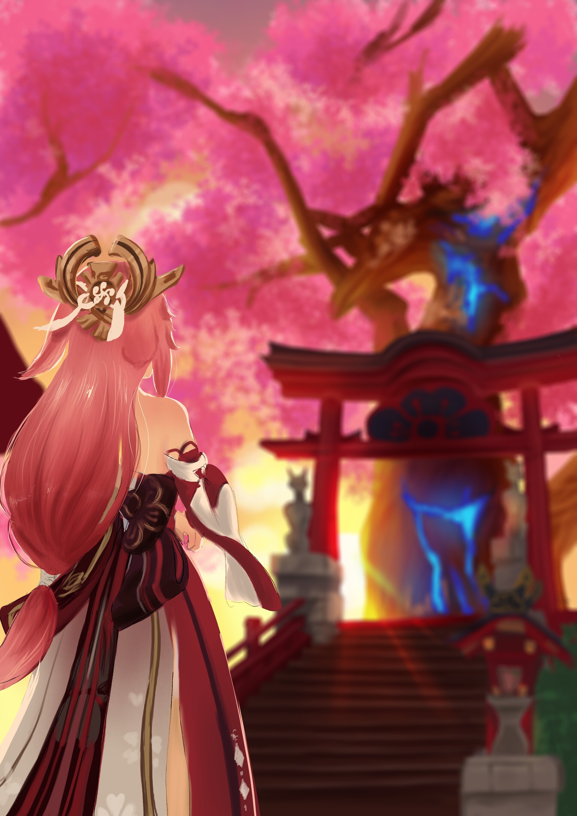 ArtStation - yaemiko, ref: gameplay genshin