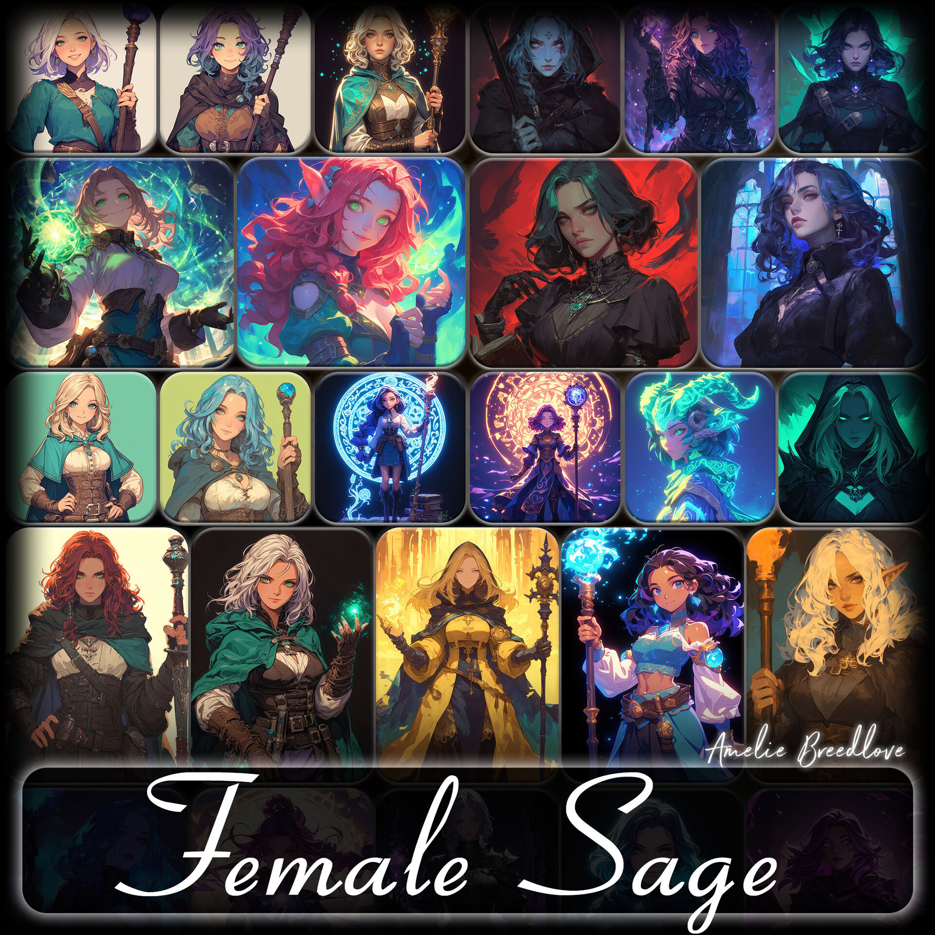 Amelie Character - 440 Female Sage Reference Pack | 4K | v.69
