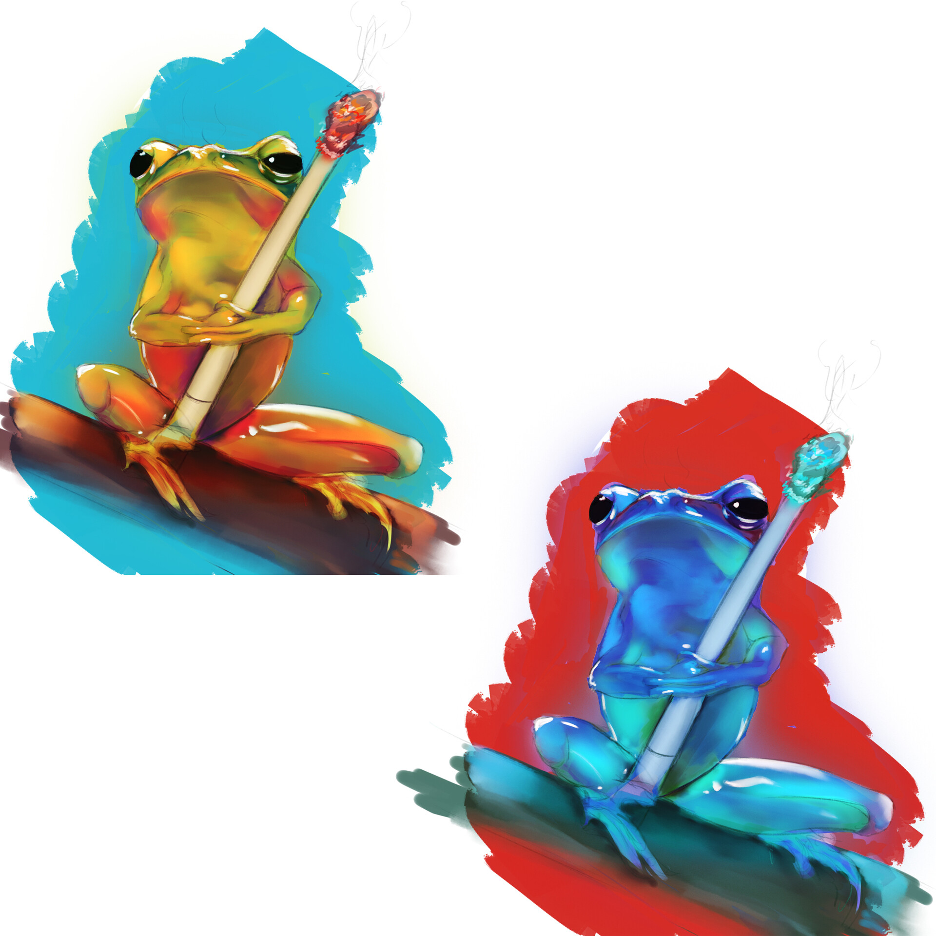 ArtStation - Colourful Frogs
