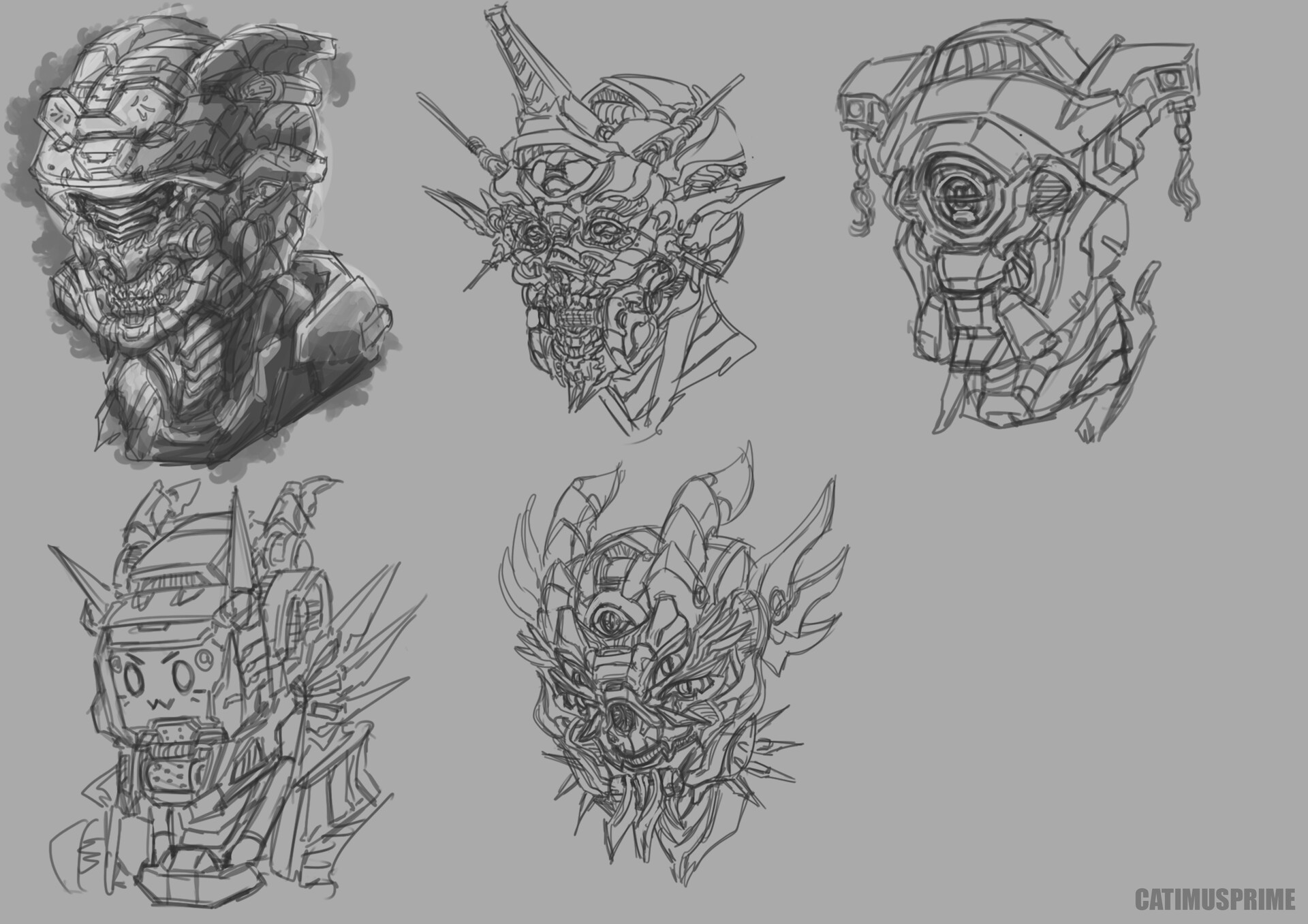 ArtStation - Mech head design sketches