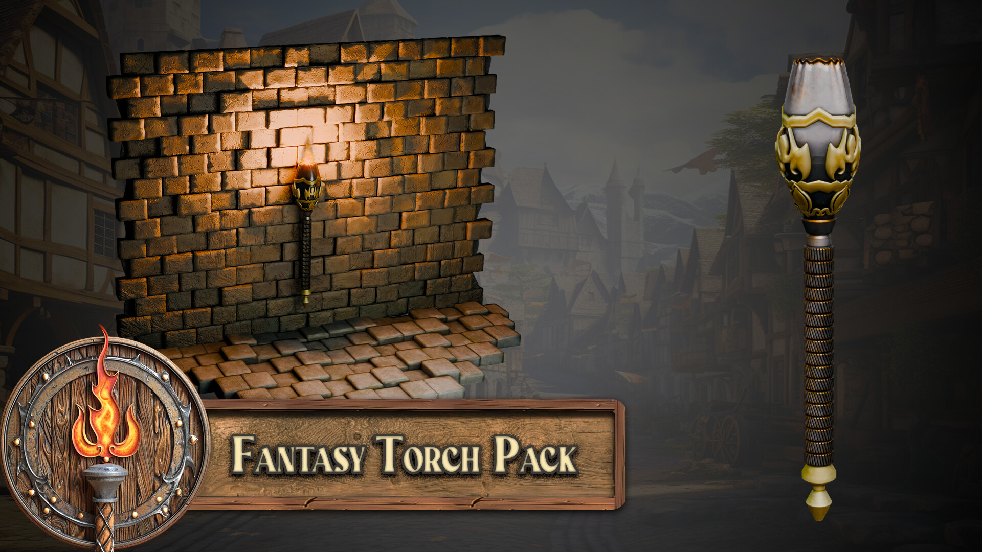 3D Tudor - Blender 20 Massive Fantasy Torches Asset Pack