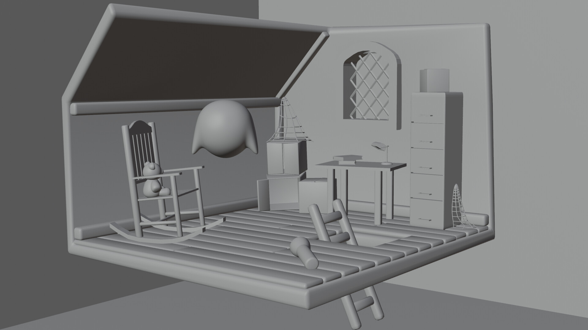 Alba Sendra Gonzalez - Ghost in the attic - Isometric Room