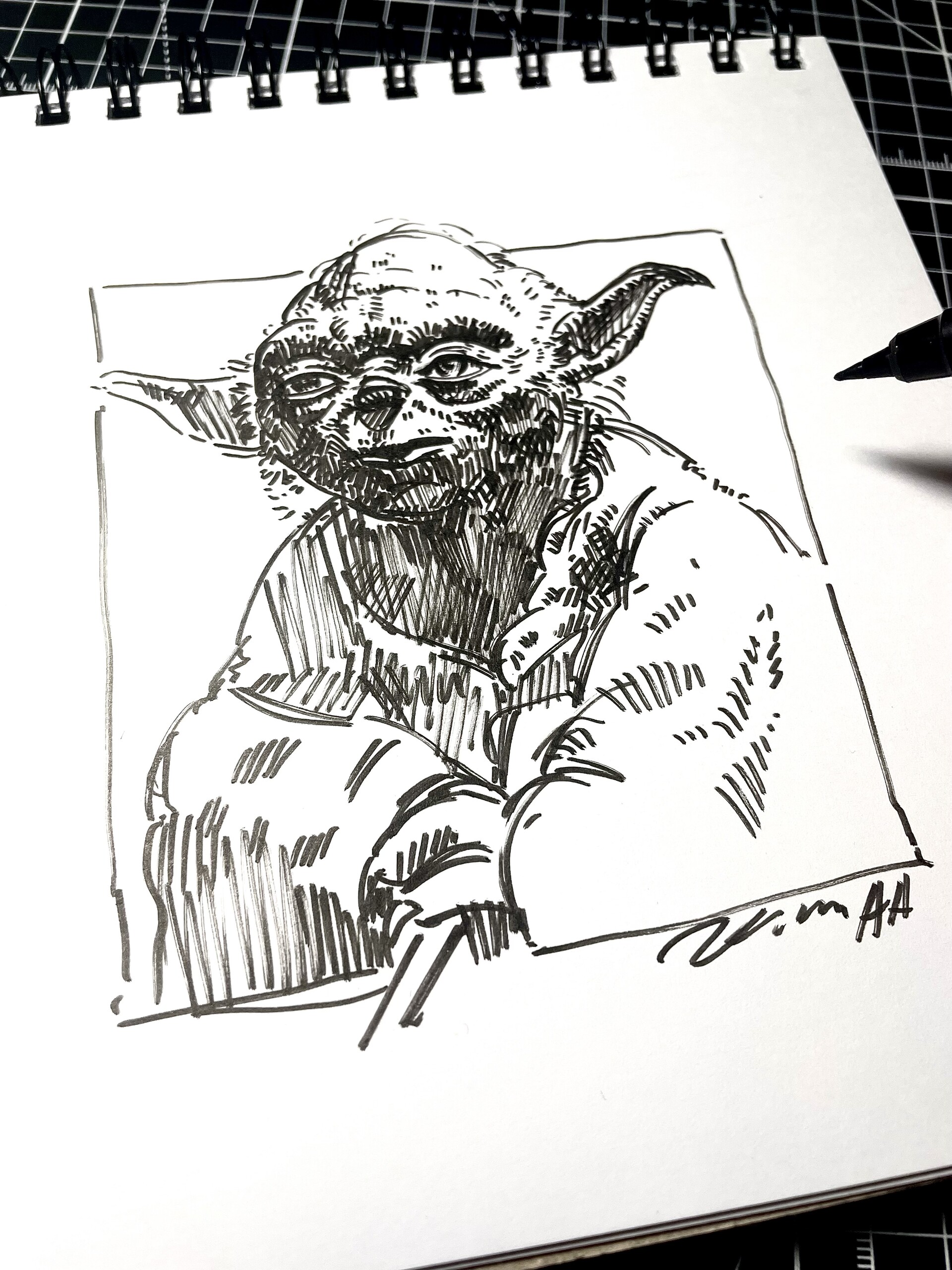 ArtStation - YODA | daily sketch | no ai | brush pen