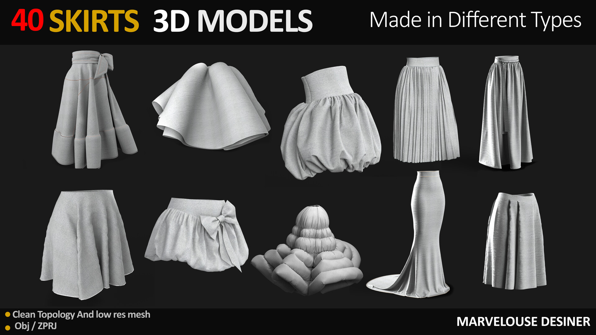 Jeff Studio - 40 SKIRTS 3D MODELS, MADE IN DIFFERENT TYPES FOR WOMEN ...