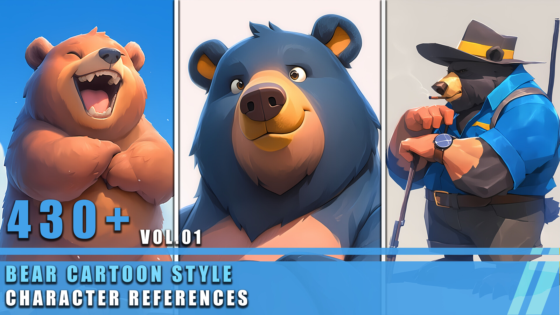 WaterLaw's Studio - 430+ Bear Cartoon Style - Character References Vol.01