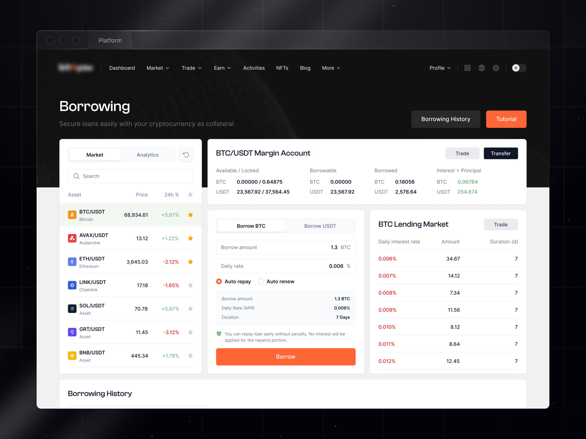 ArtStation - Crypto Platform: Borrowing
