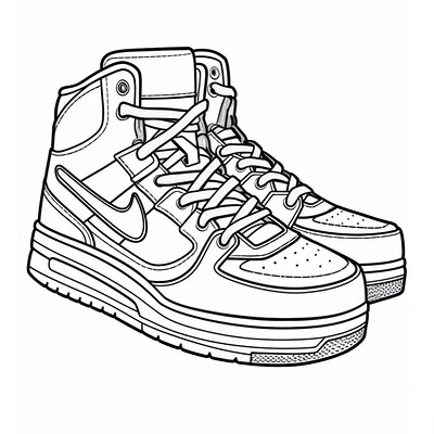 high top nike shoes coloring page