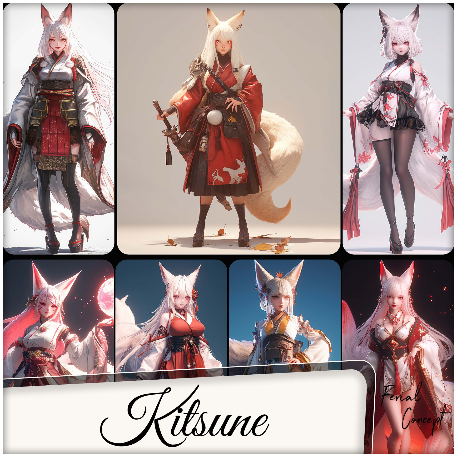 Ferial Studio - 🔹220 Kitsune - Anime Character Reference Image Pack v ...