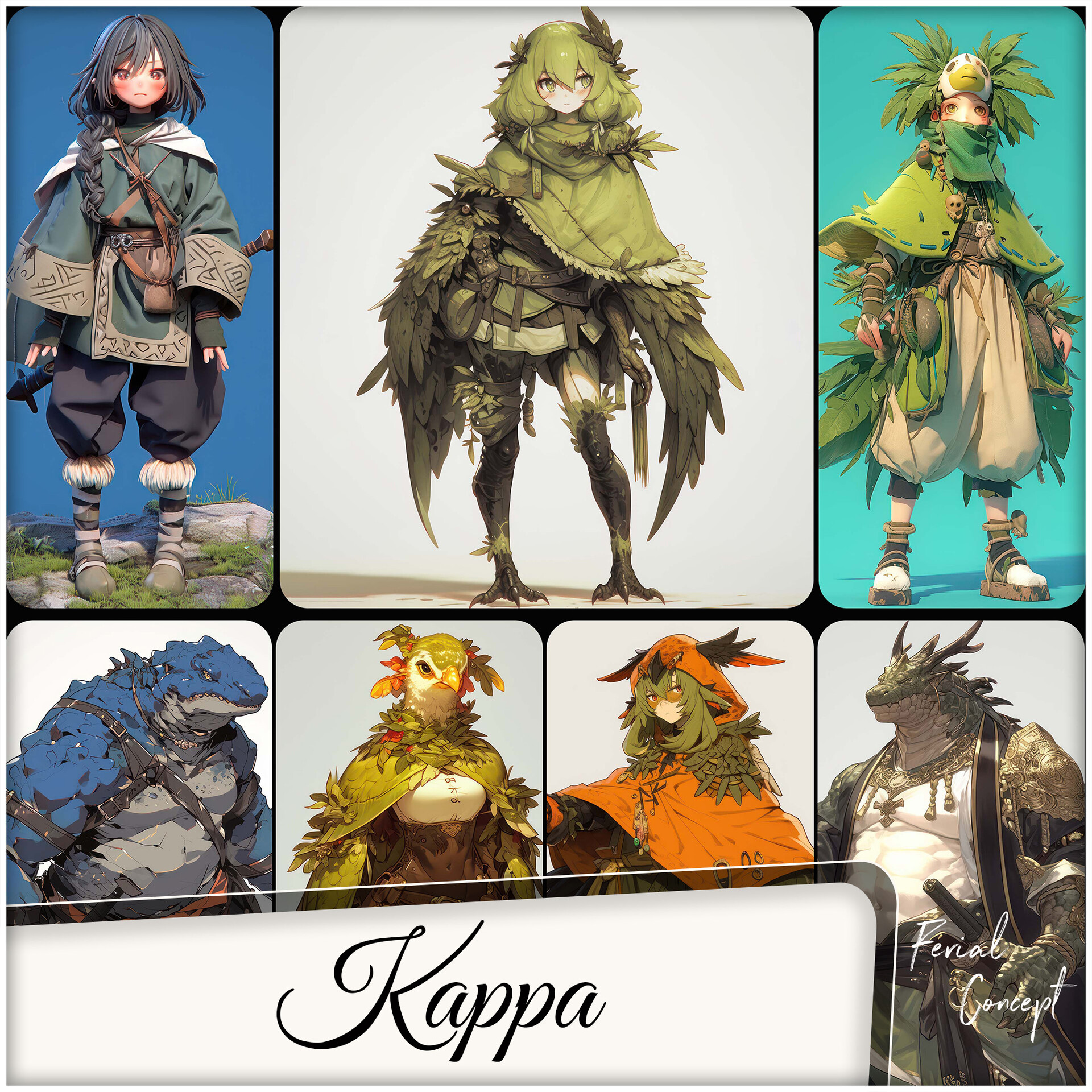 Ferial Studio - 🔹210 Kappa - Anime Character Reference Image Pack v.81 |4K|