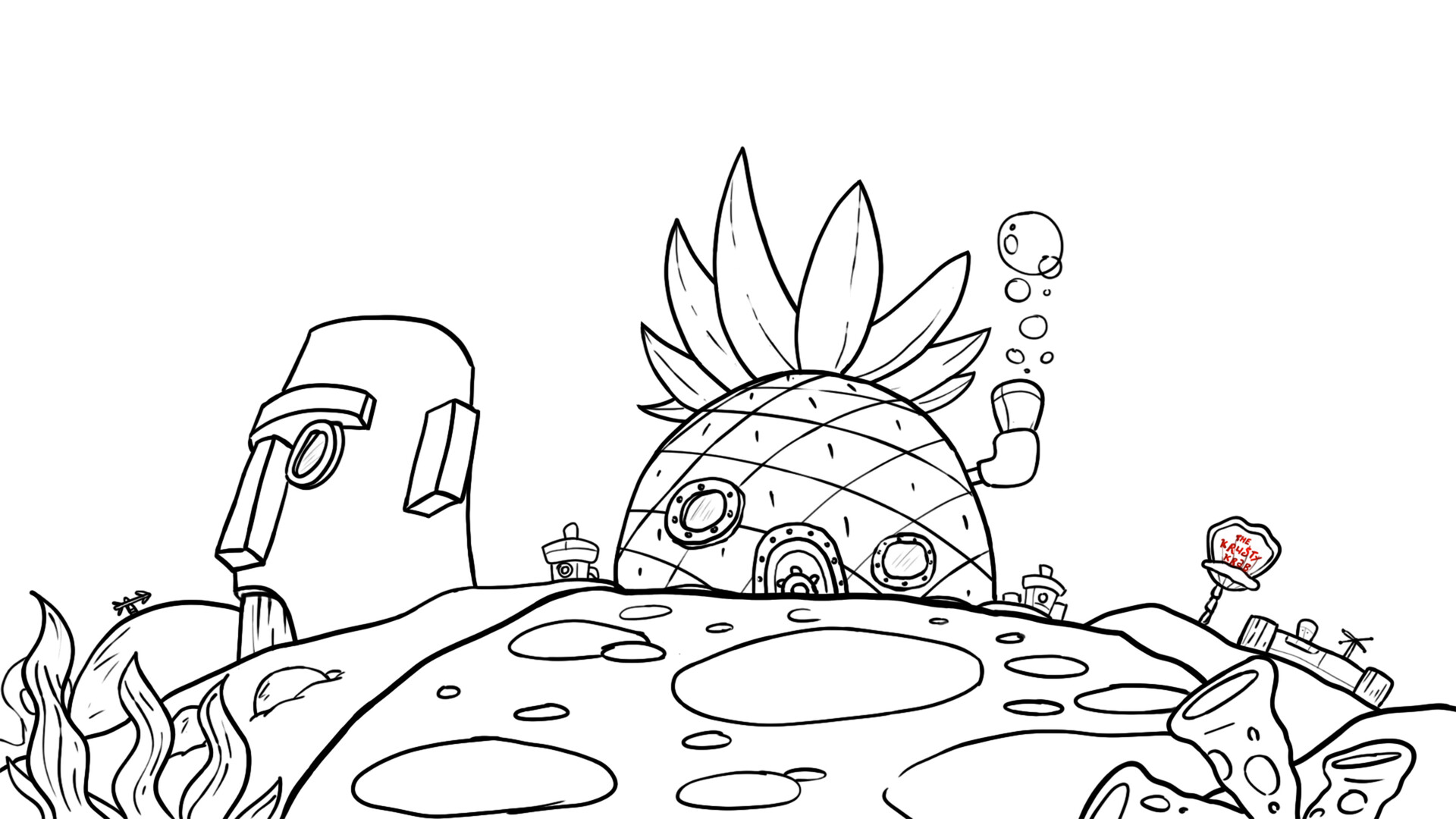 saving bikini bottom coloring pages