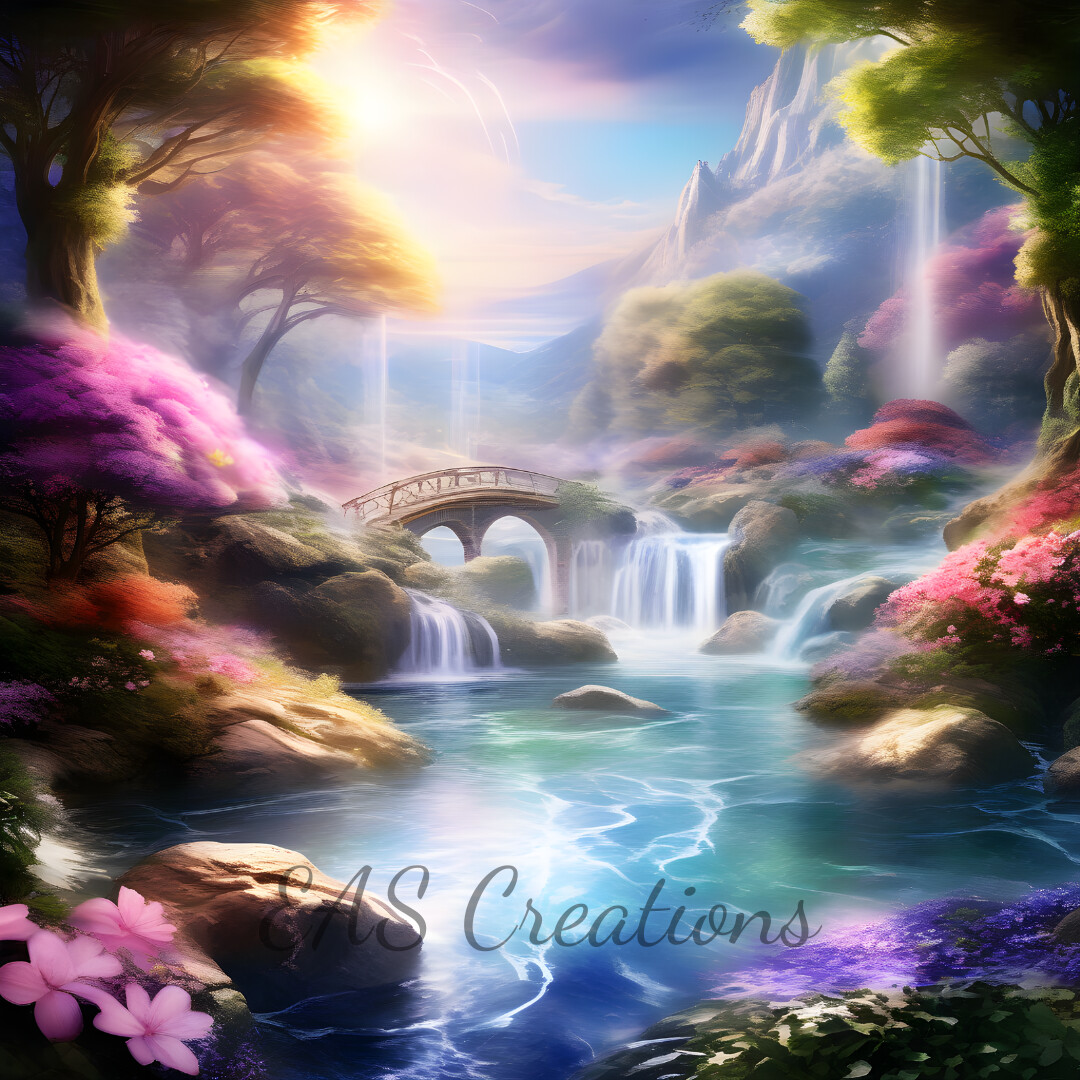 ArtStation - Ethereal Cascade Haven: Enchanted Waterscape