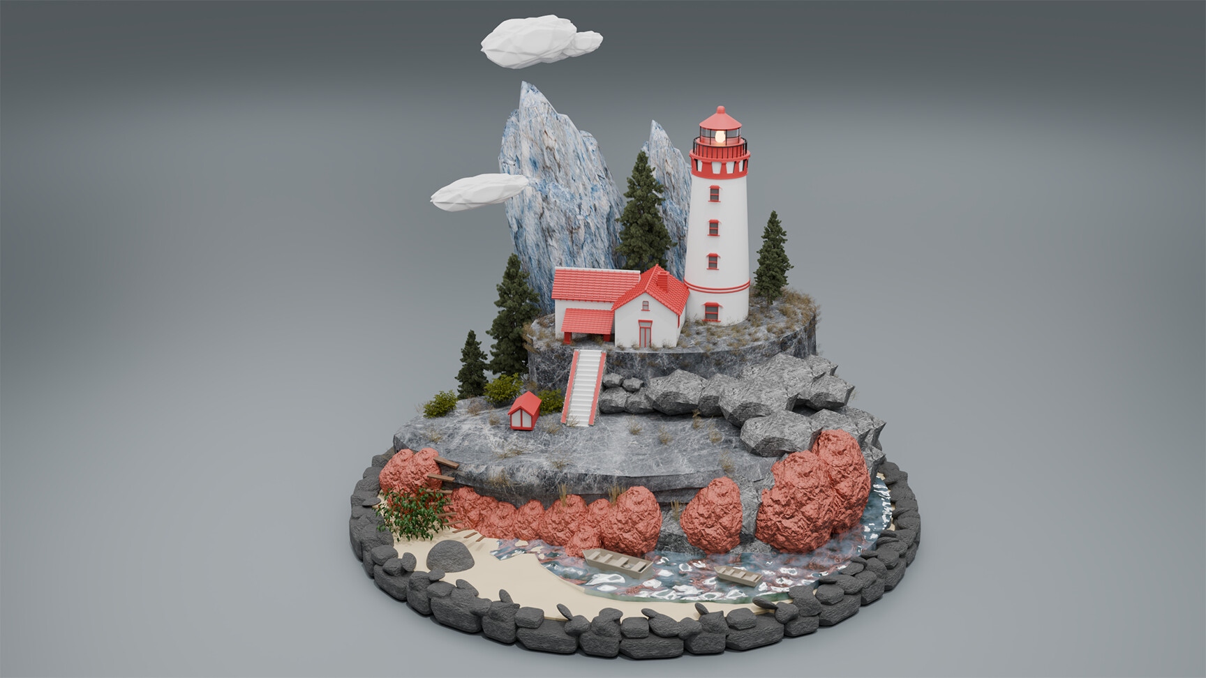 ArtStation - 3D isometric model of a lighthouse