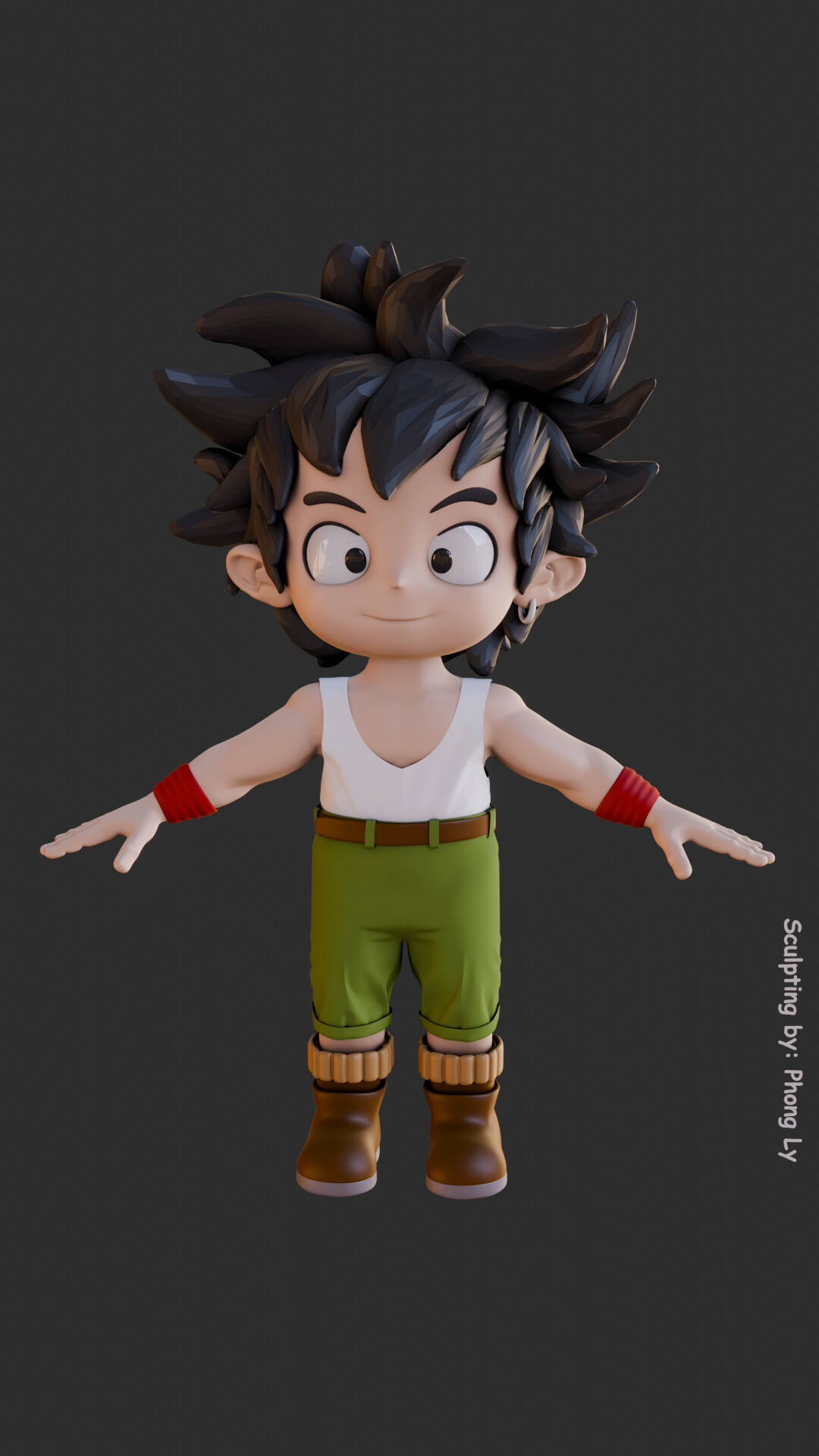 Phong Ly - Sculpting new style for Goku Character in Dragon Ball using ...
