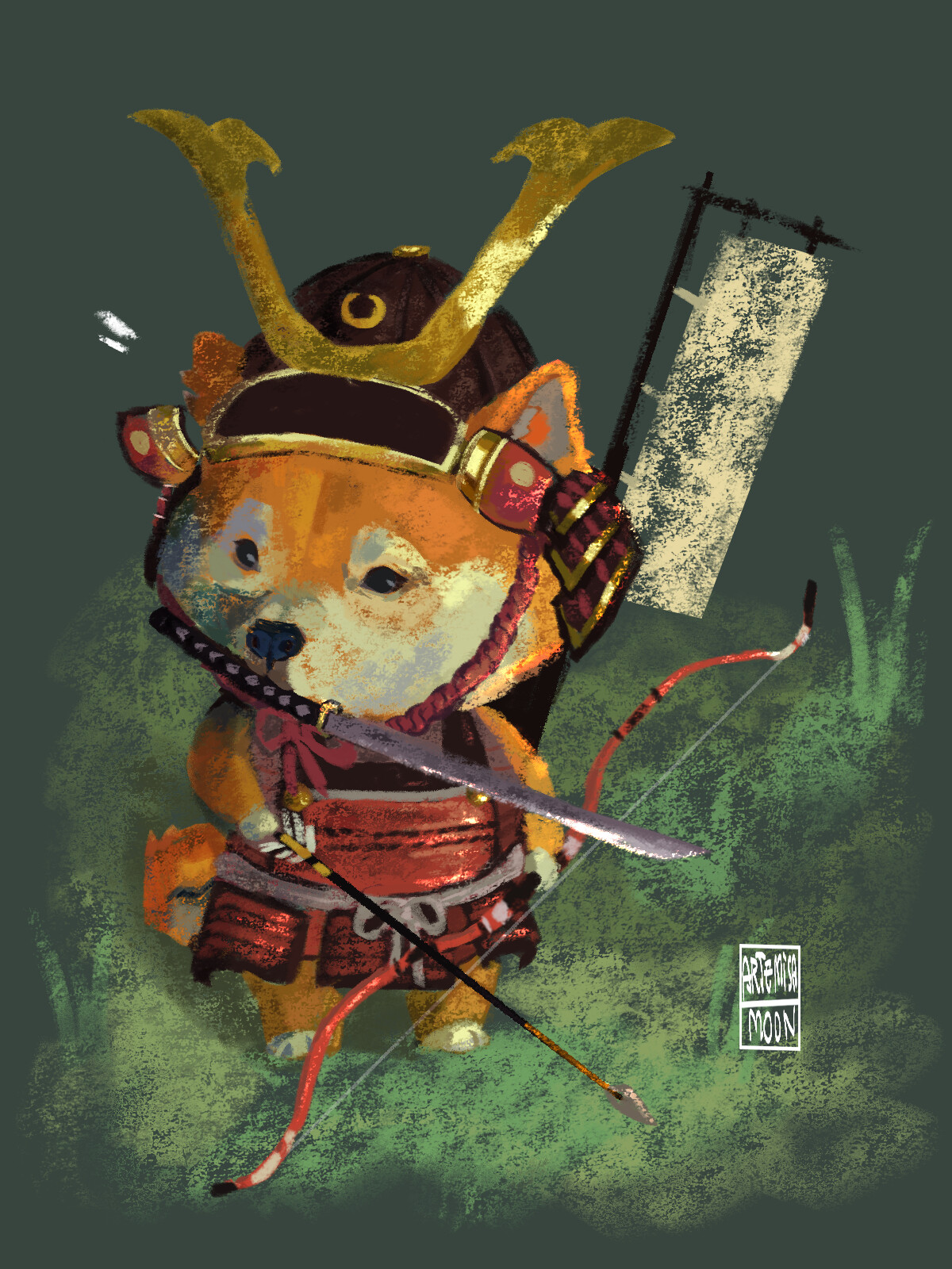 ArtStation - Shiva inu samurai