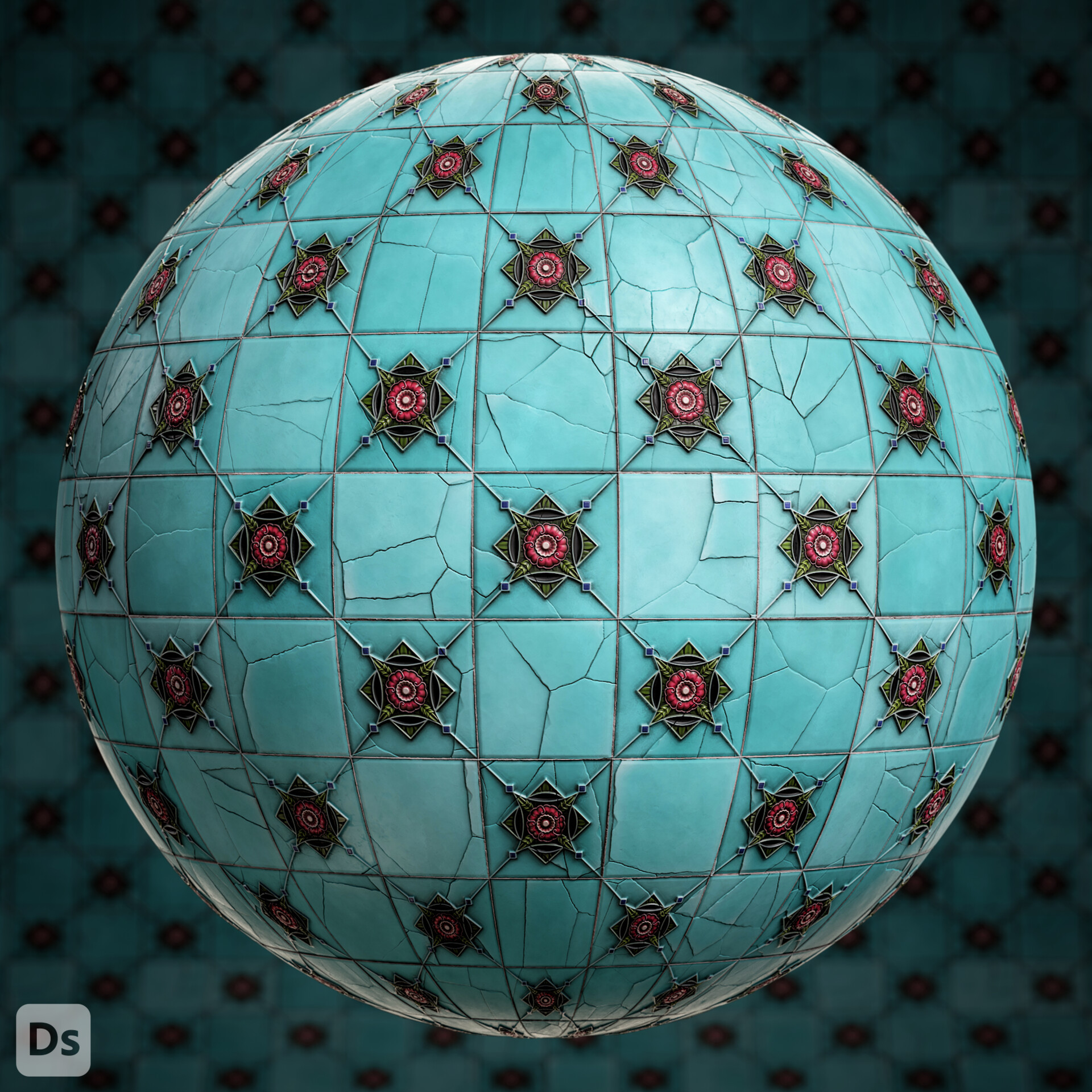 ArtStation - Red Flower Broken Tiles