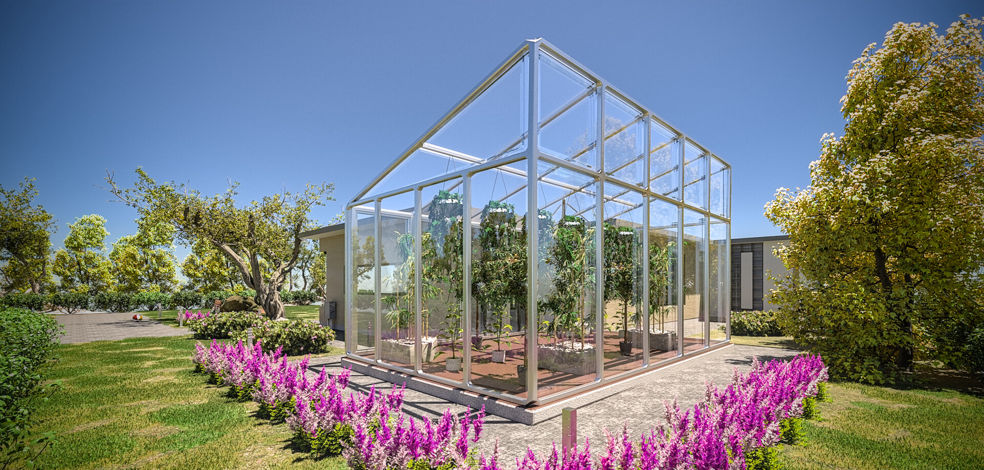 ArtStation - Glass house view.