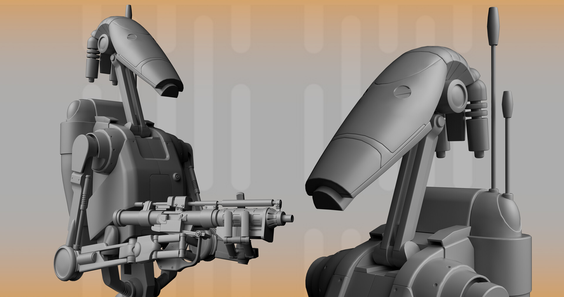 ArtStation - B1-Series Battle Droid + E-5 Blaster Rifle