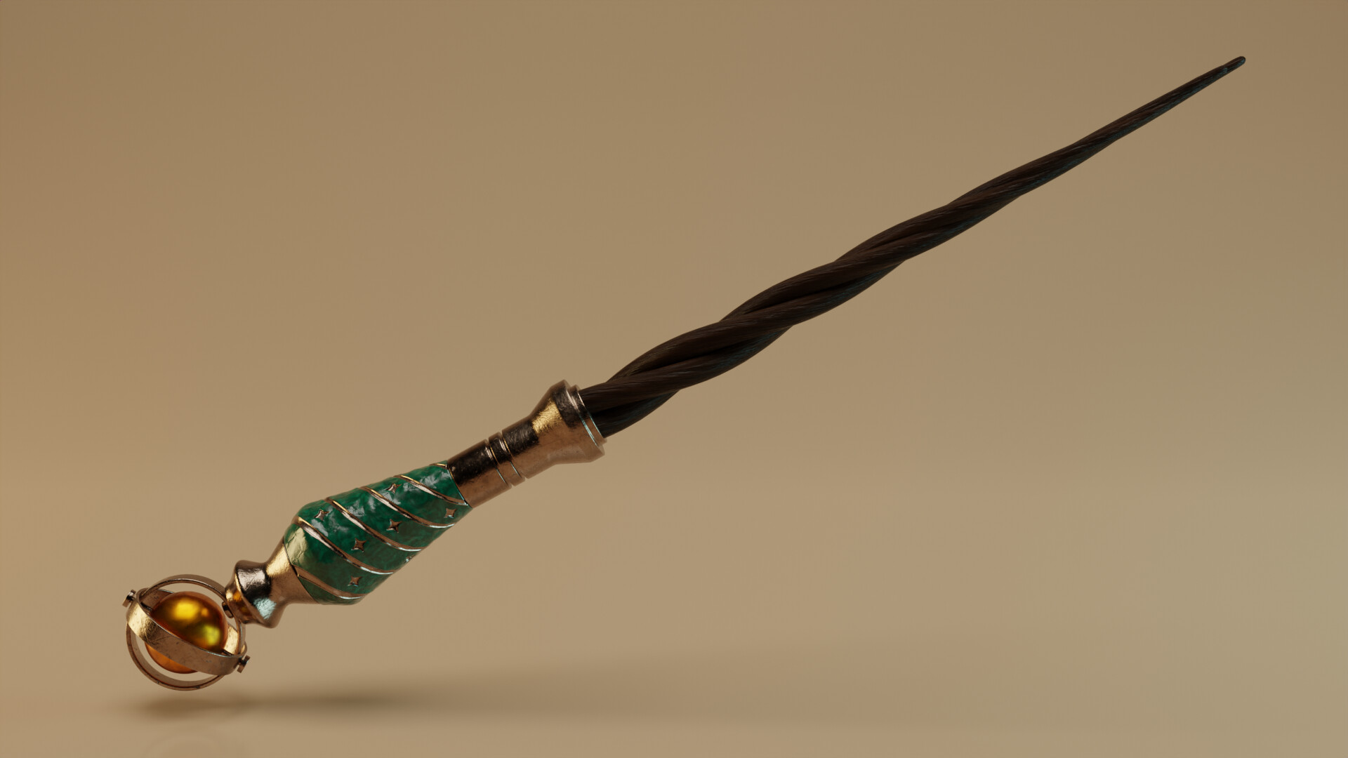 ArtStation - Magic Wand - Amber Orb And Emerald Marble Handle (Inspired ...